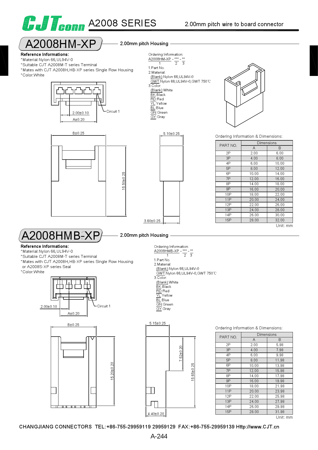 A2008H-3P_（CJT(长江连接器)）A2008H-3P中文资料_价格_PDF手册-立创电子商城