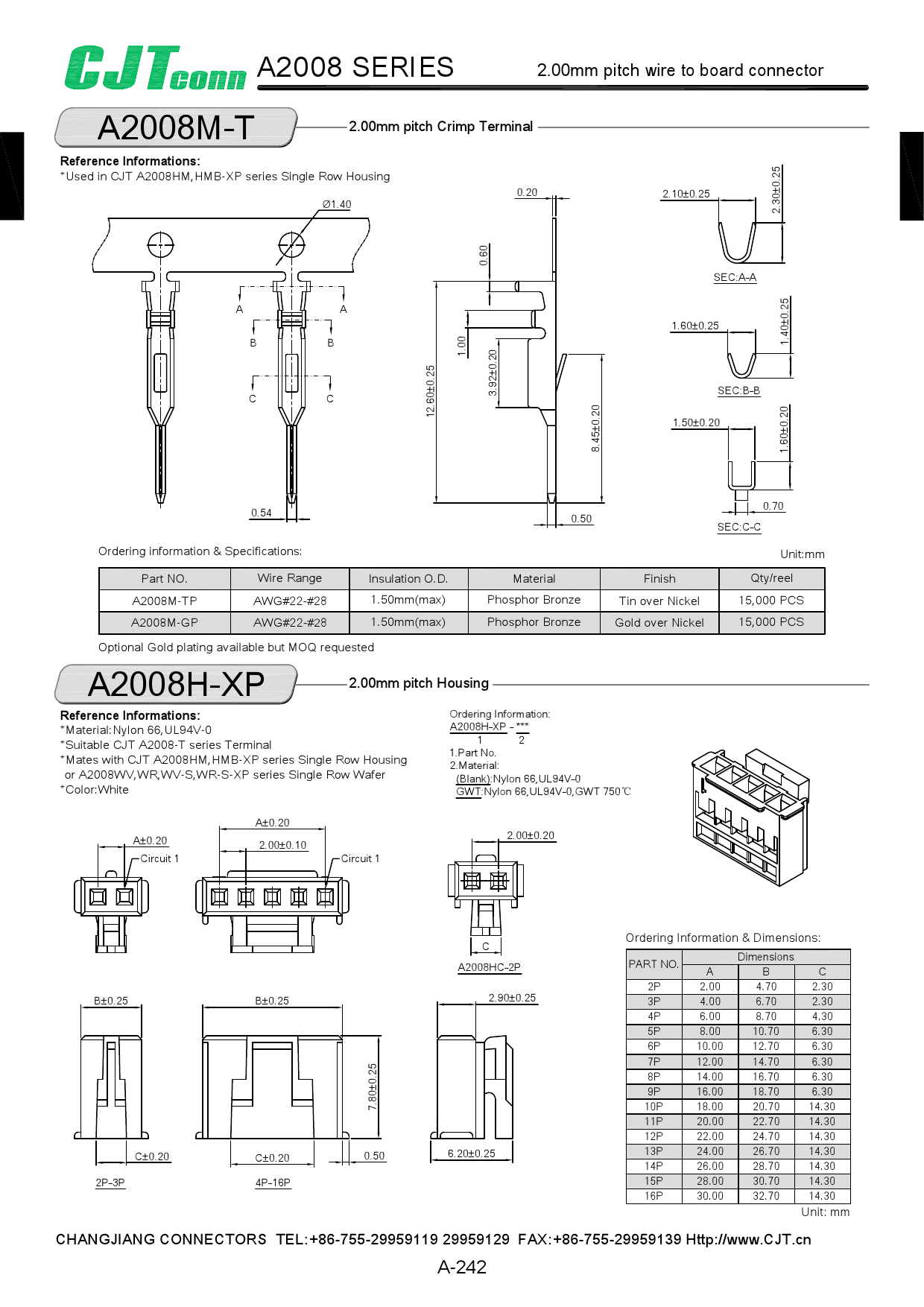 A2008H-2x4P_（CJT(长江连接器)）A2008H-2x4P中文资料_价格_PDF手册-立创电子商城