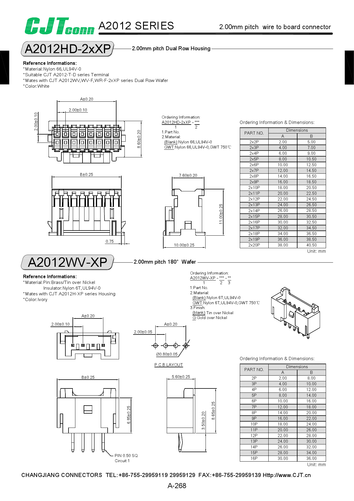 A2012H-5P_（CJT(长江连接器)）A2012H-5P中文资料_价格_PDF手册-立创电子商城