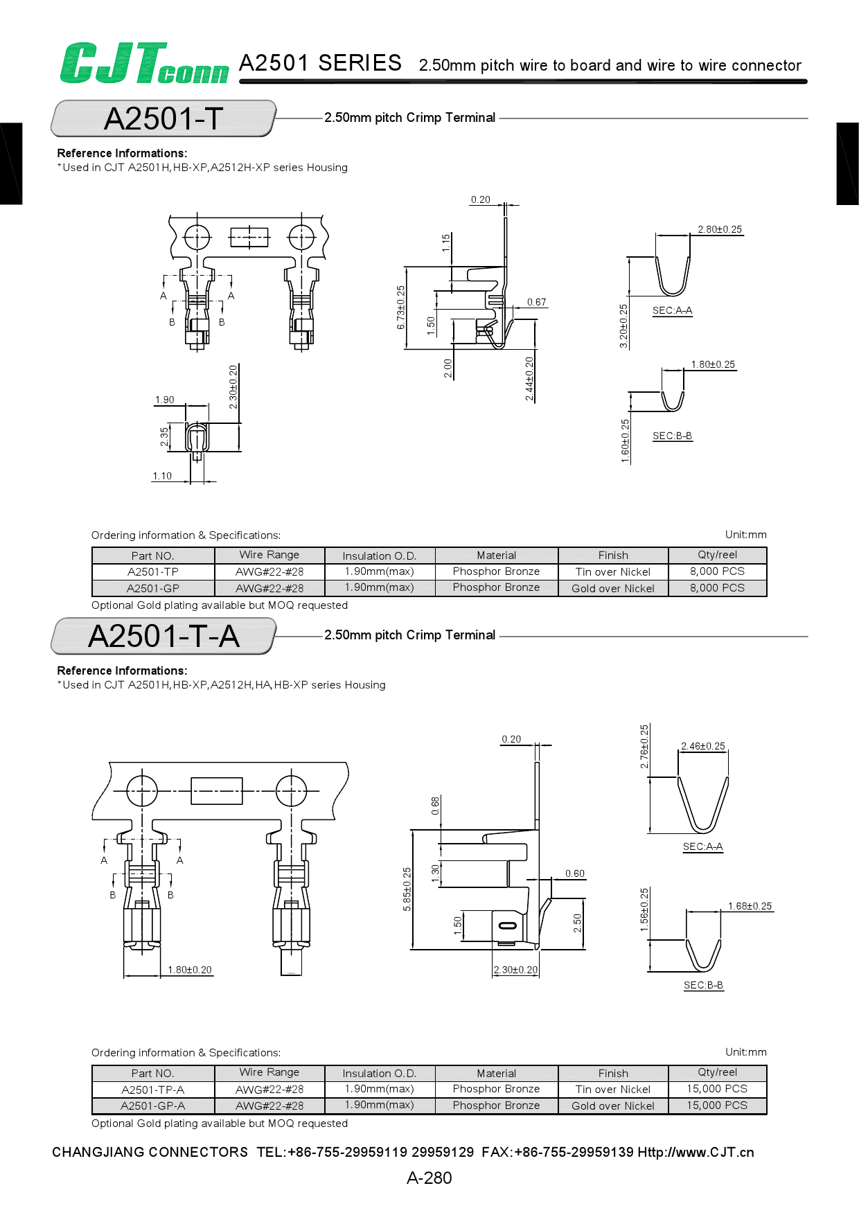 A2501H-2P_（CJT(长江连接器)）A2501H-2P中文资料_价格_PDF手册-立创电子商城