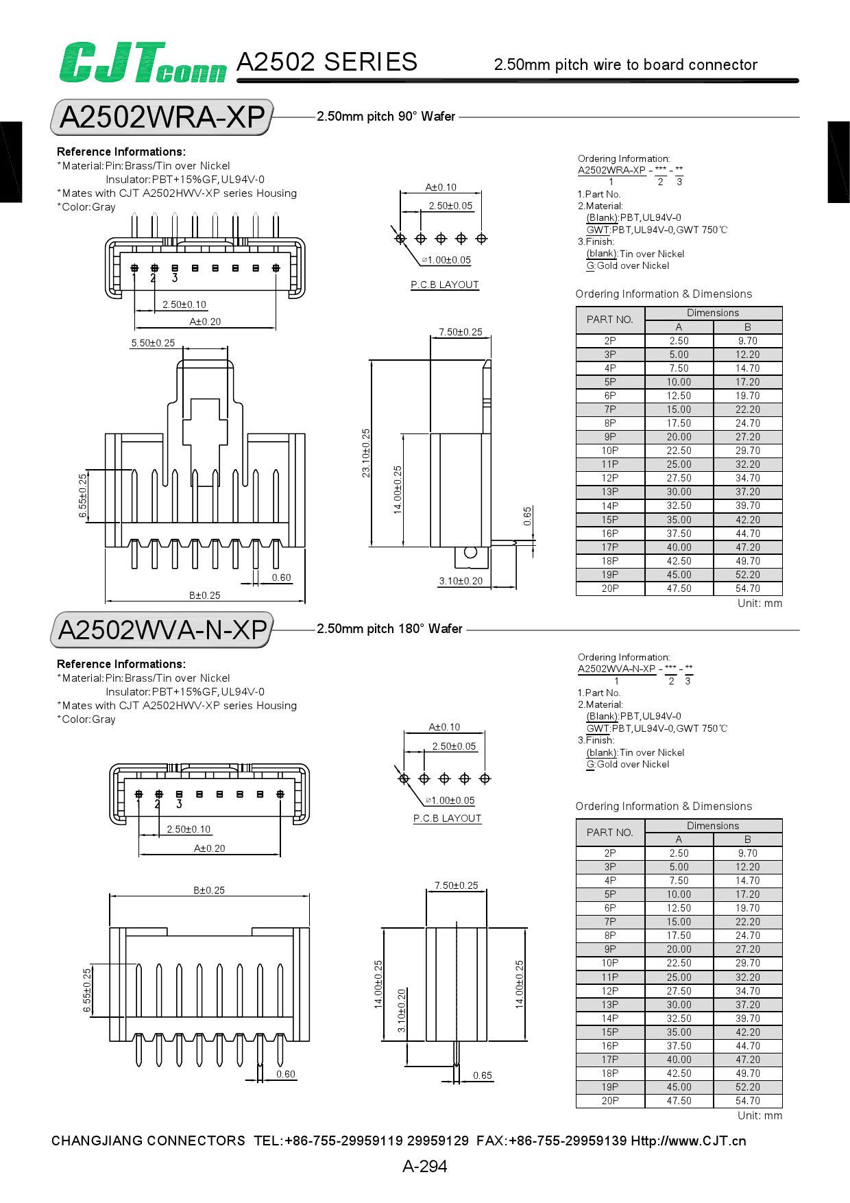 A2502H-2P_（CJT(长江连接器)）A2502H-2P中文资料_价格_PDF手册-立创电子商城