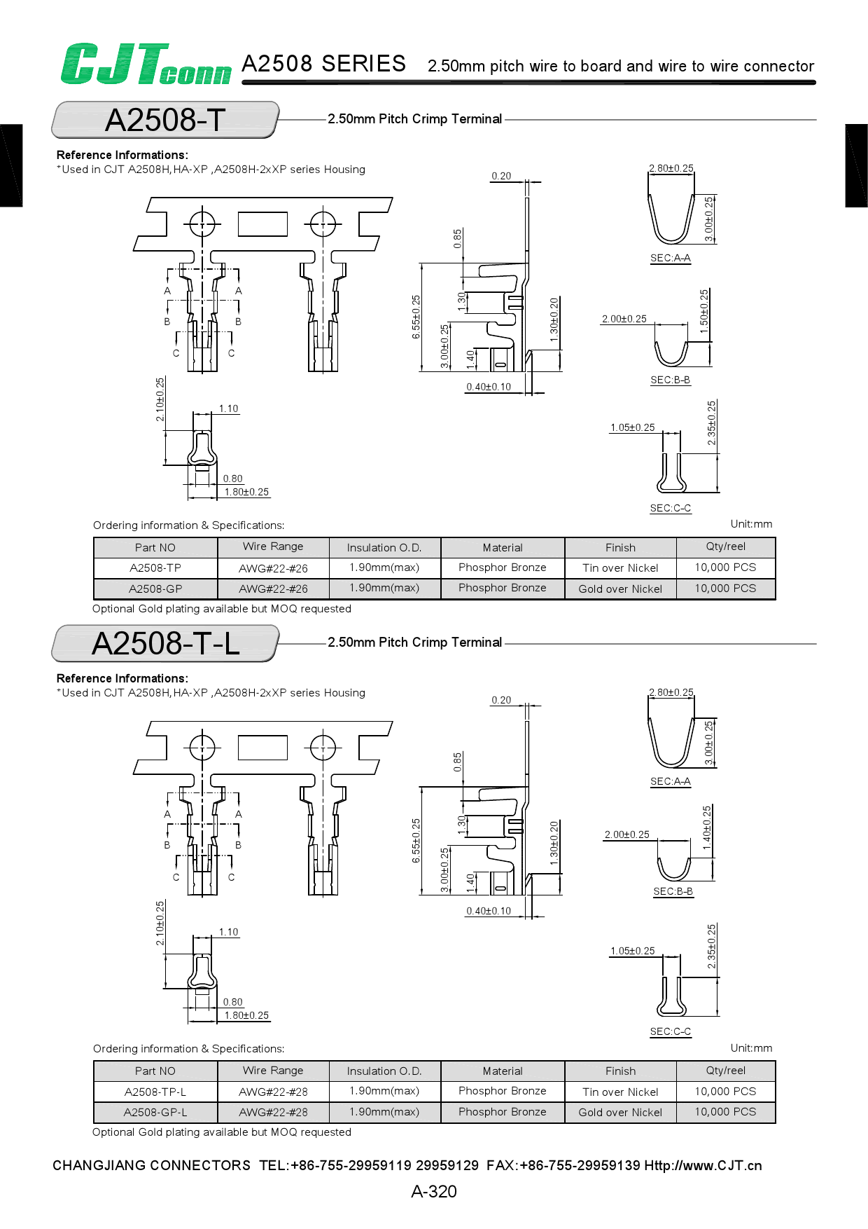 A2508H-4P_（CJT(长江连接器)）A2508H-4P中文资料_价格_PDF手册-立创电子商城