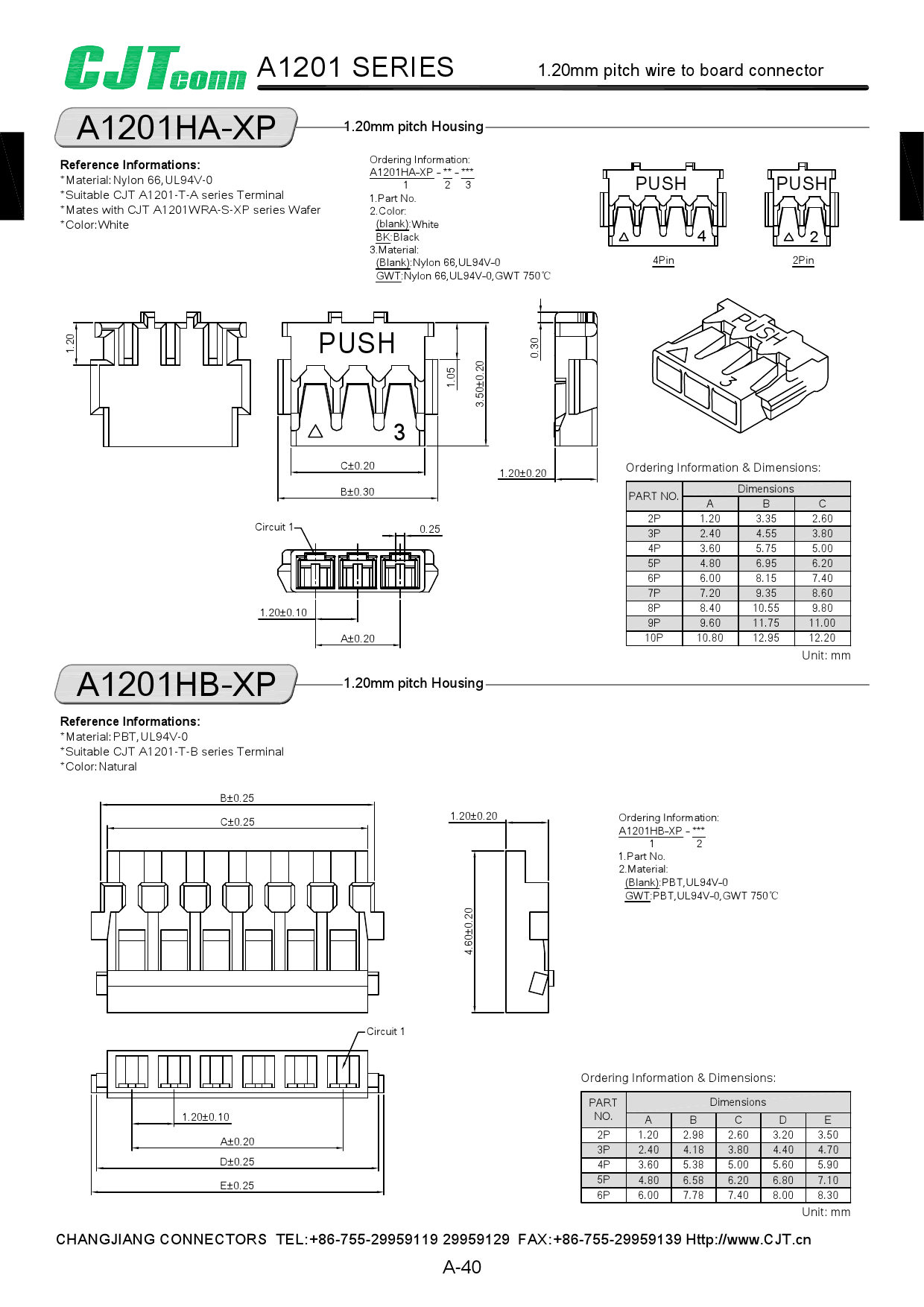 A1201HA-2P_（CJT(长江连接器)）A1201HA-2P中文资料_价格_PDF手册-立创电子商城