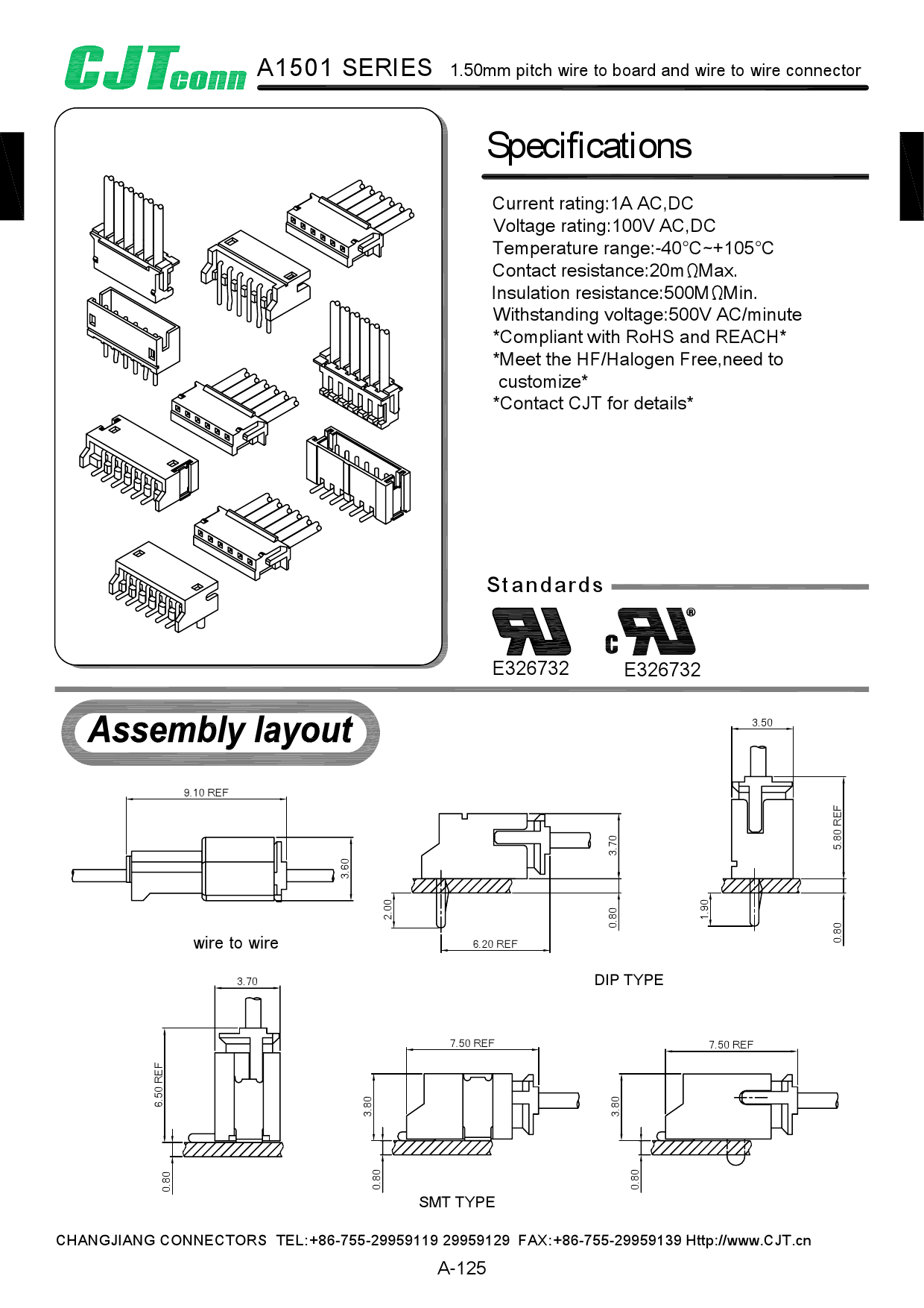 A1501H-4P_（CJT(长江连接器)）A1501H-4P中文资料_价格_PDF手册-立创电子商城