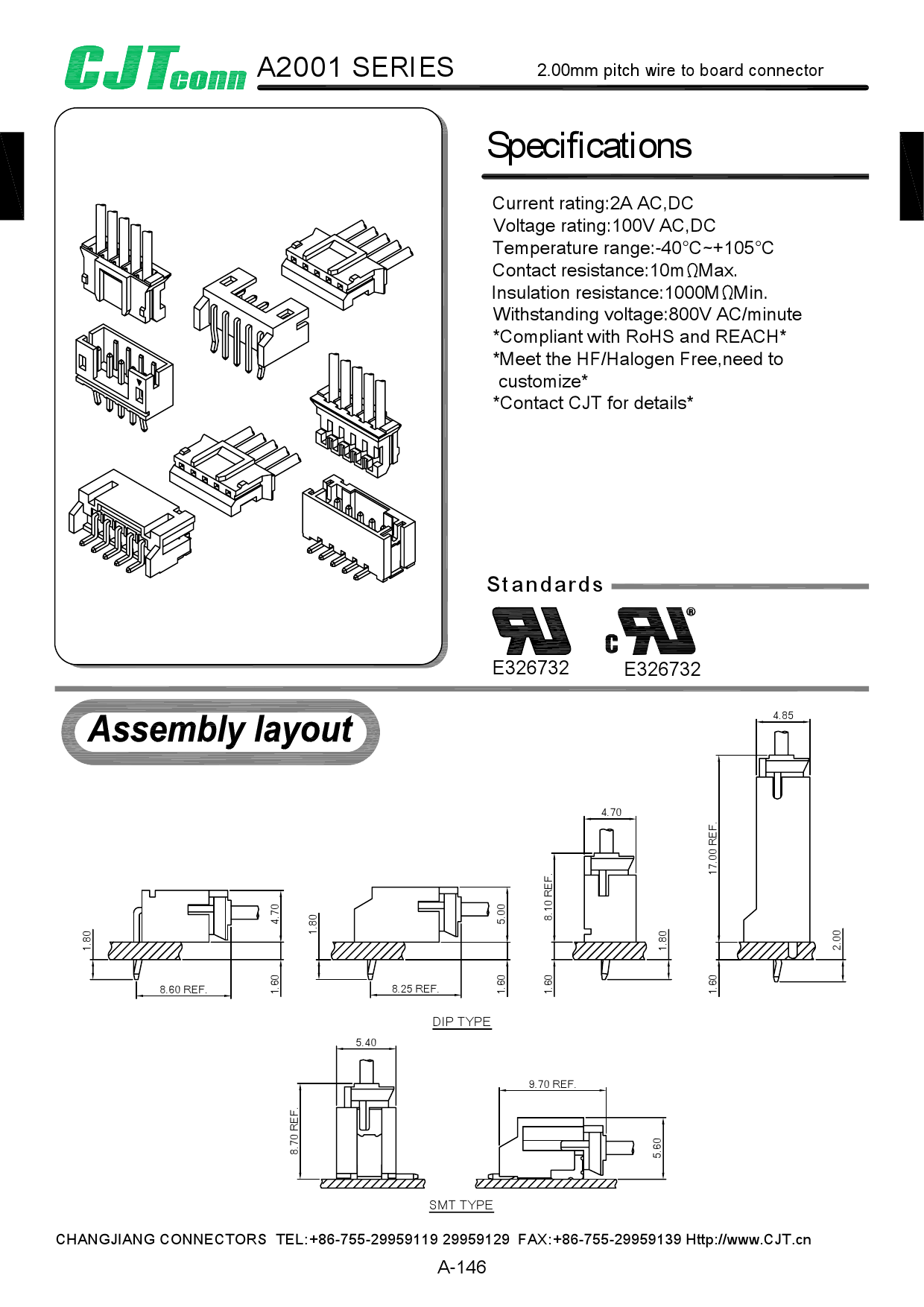 A2001H-6P_（CJT(长江连接器)）A2001H-6P中文资料_价格_PDF手册-立创电子商城