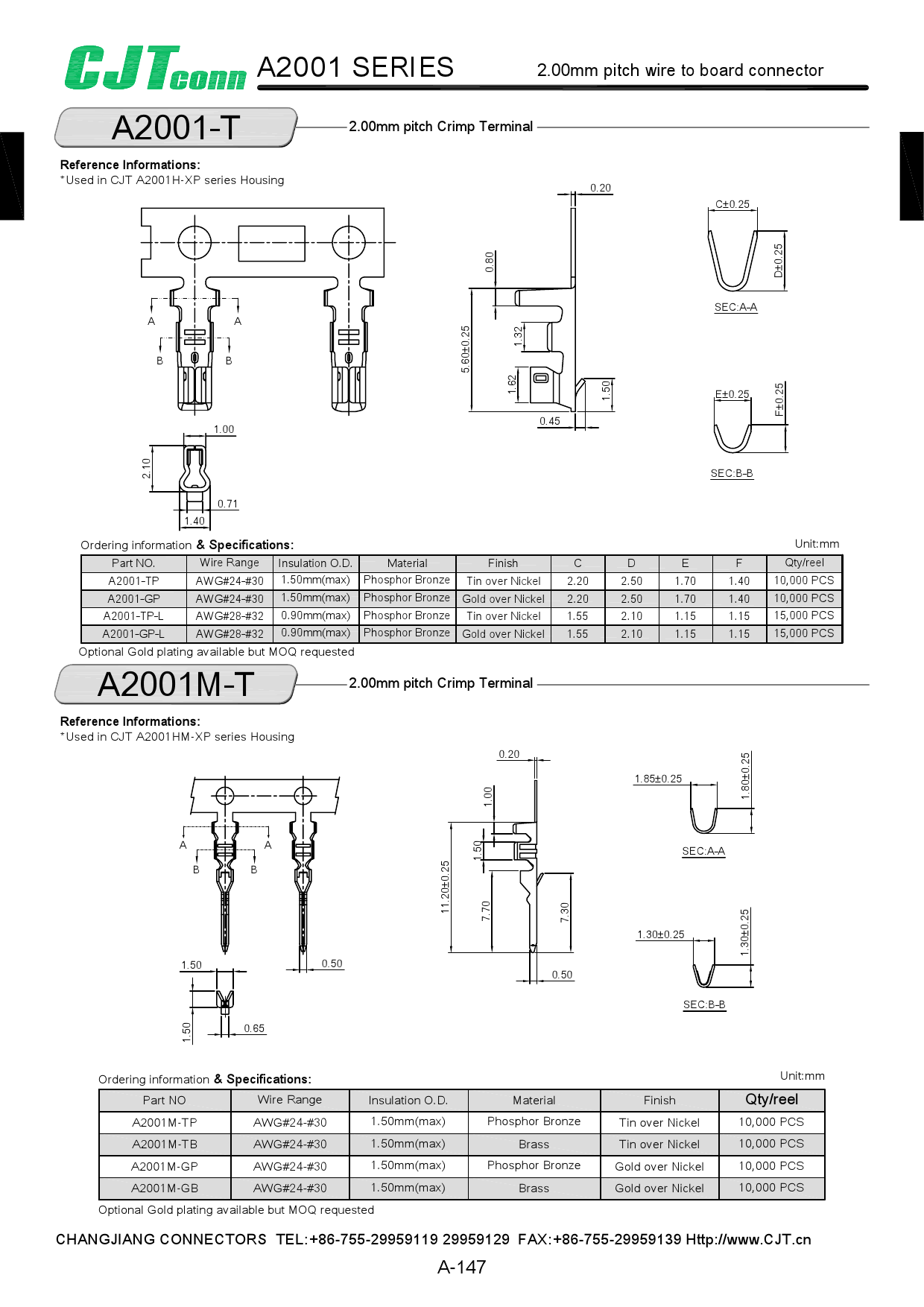 A2001H-8P_（CJT(长江连接器)）A2001H-8P中文资料_价格_PDF手册-立创电子商城
