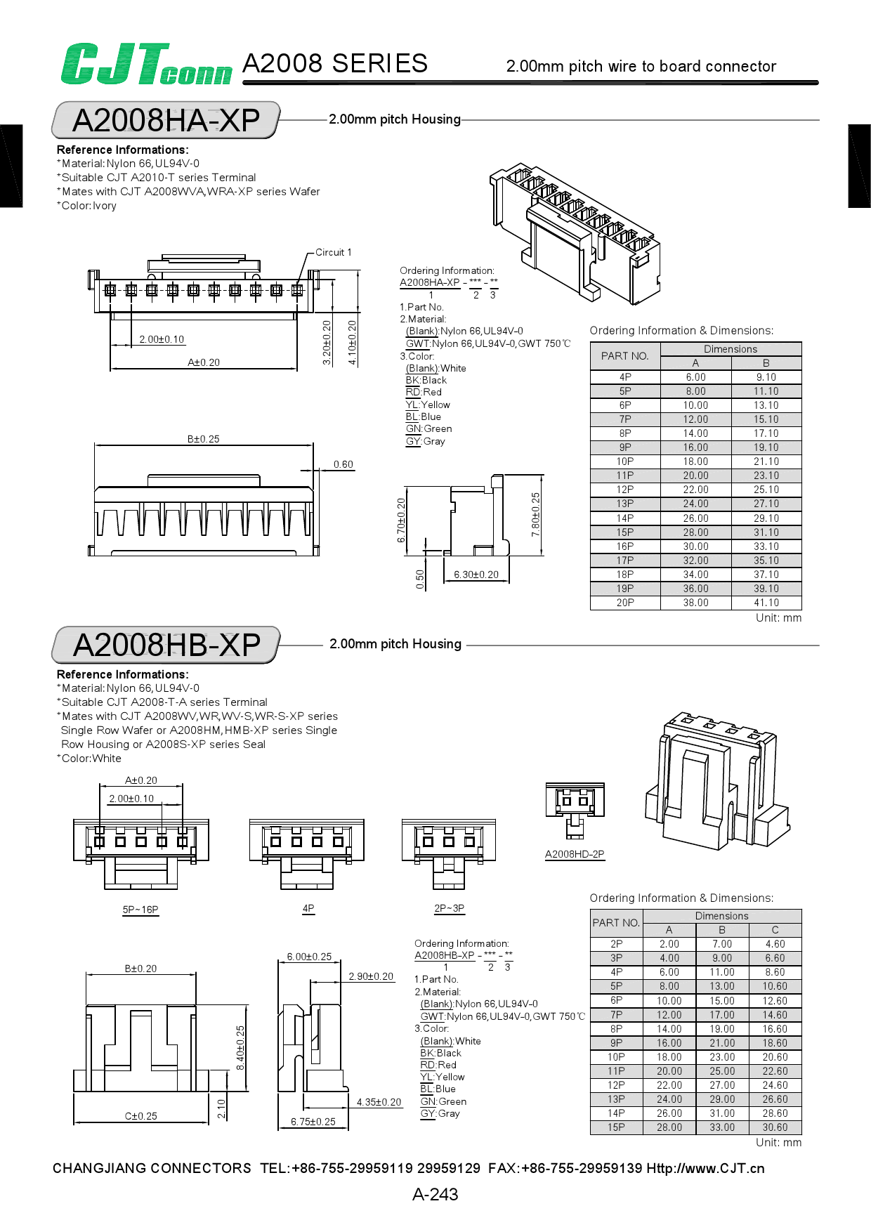 A2008H-4P_（CJT(长江连接器)）A2008H-4P中文资料_价格_PDF手册-立创电子商城