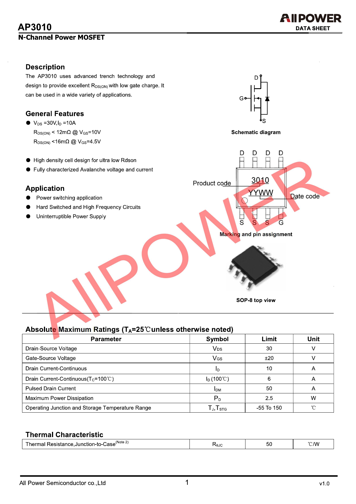 AP3010_（ALLPOWER(铨力)）AP3010中文资料_价格_PDF手册-立创电子商城