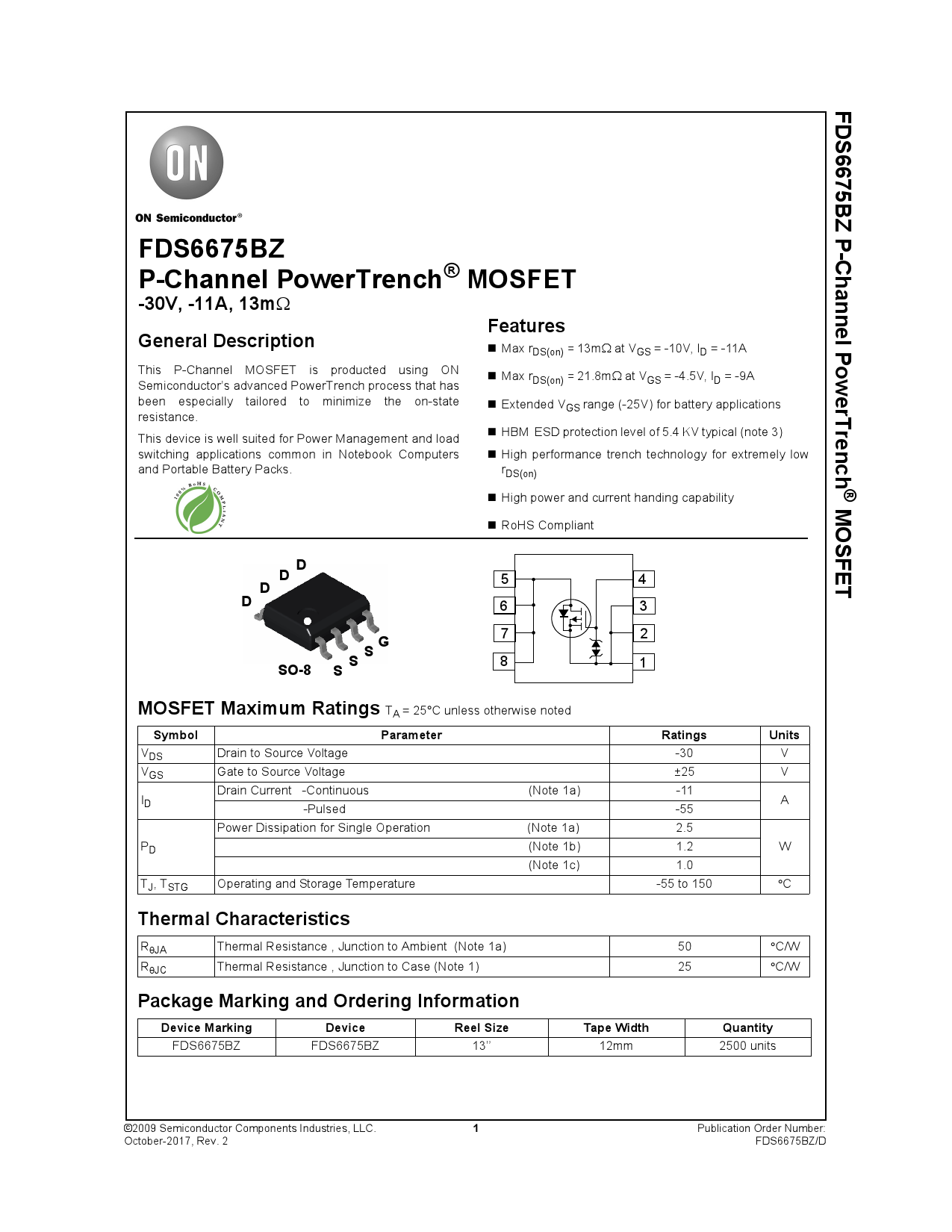 FDS6675BZ_（onsemi(安森美)）FDS6675BZ中文资料_价格_PDF手册-立创电子商城