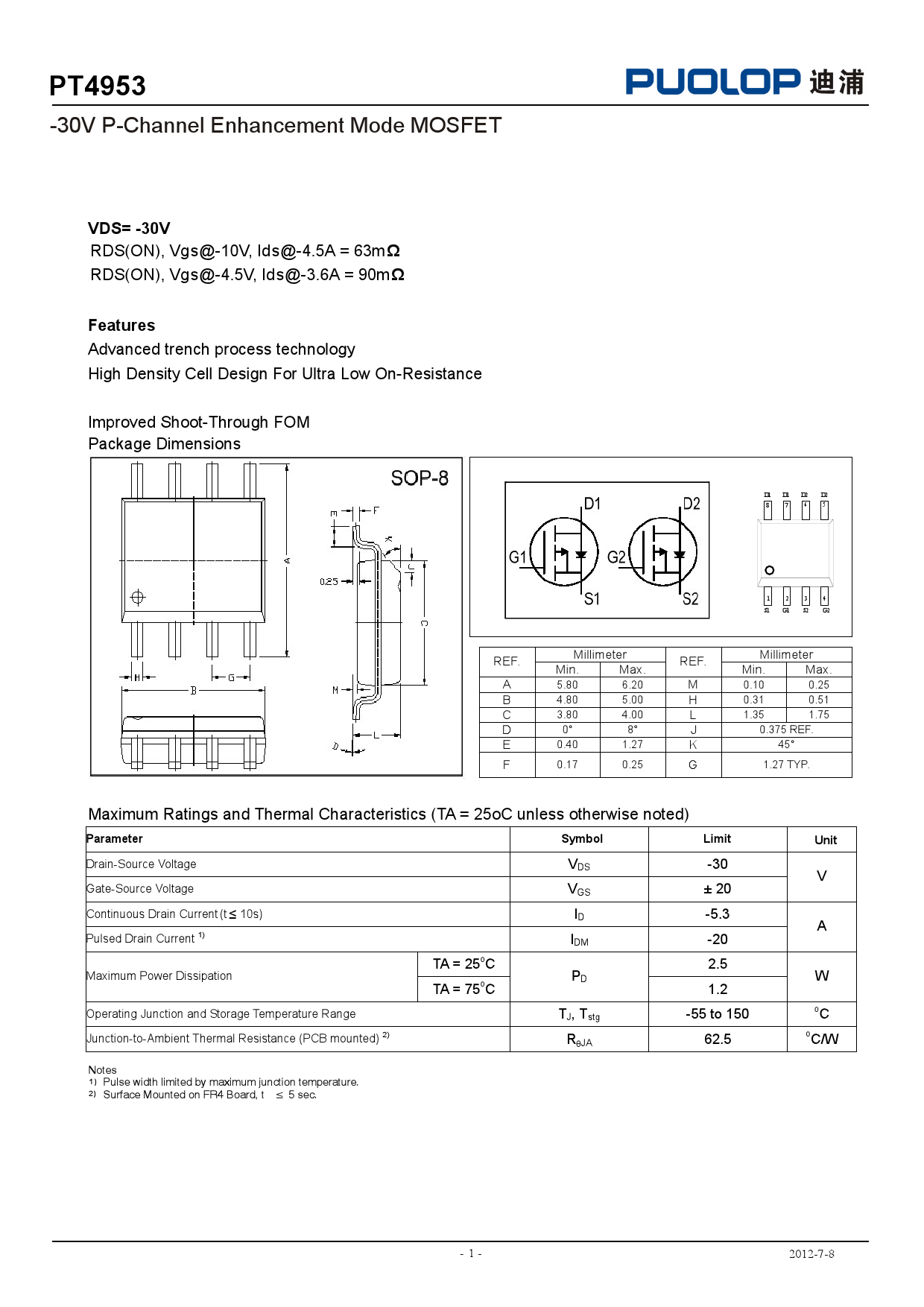 PT4953_（PUOLOP(迪浦)）PT4953中文资料_价格_PDF手册-立创电子商城