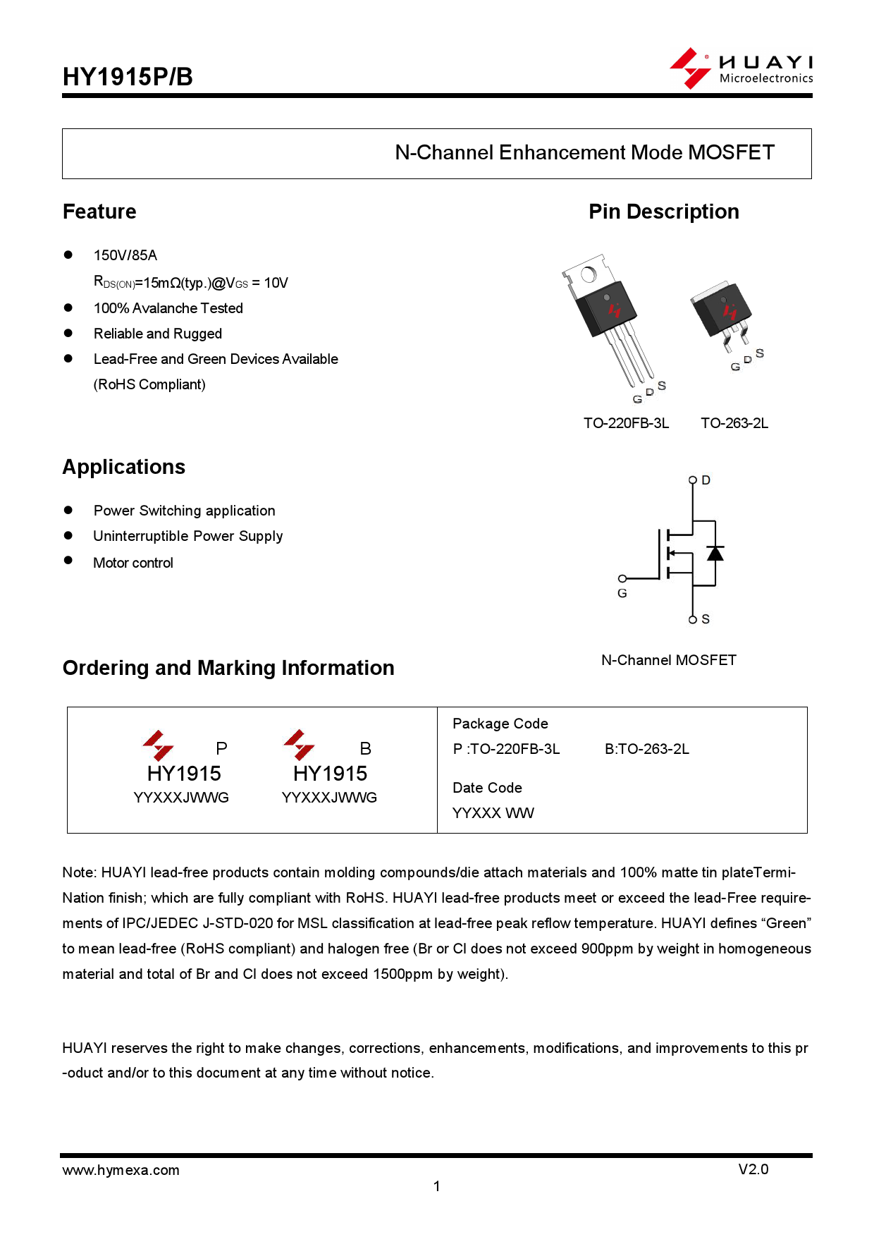 HY1915P_（HUAYI(华羿微)）HY1915P中文资料_价格_PDF手册-立创电子商城