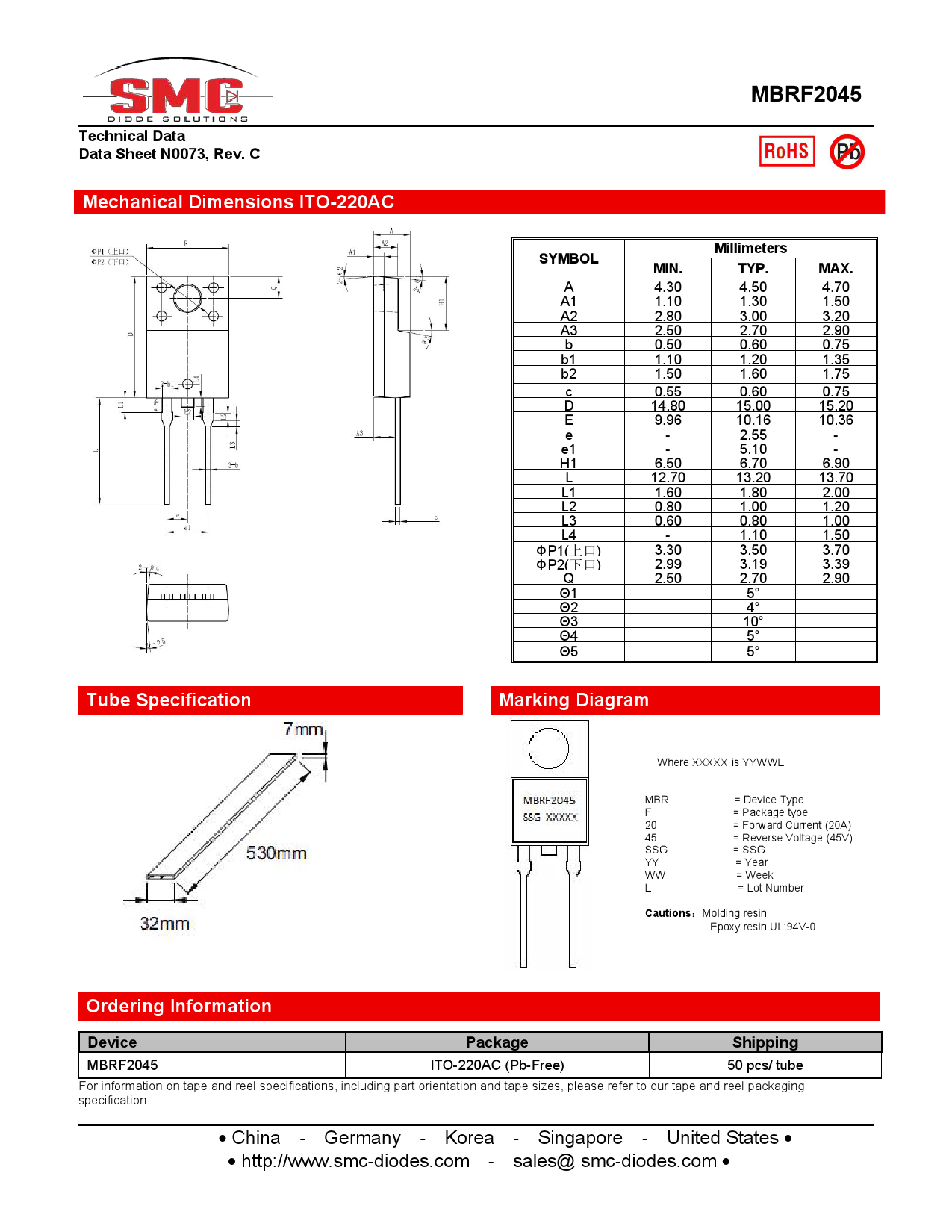 MBRF2045_（SMC(桑德斯)）MBRF2045中文资料_价格_PDF手册-立创电子商城