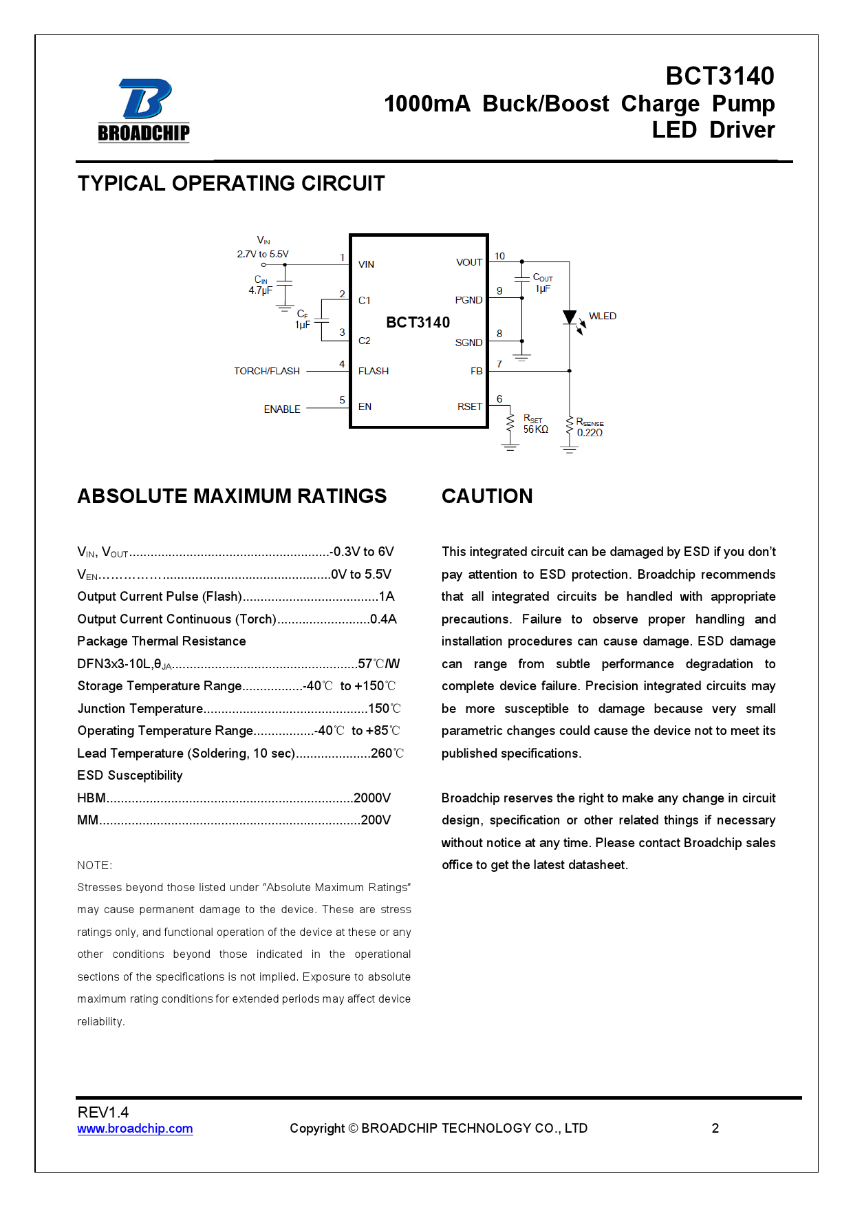 BCT3140EGG-TR_（BROADCHIP(广芯电子)）BCT3140EGG-TR中文资料_价格_PDF手册-立创电子商城