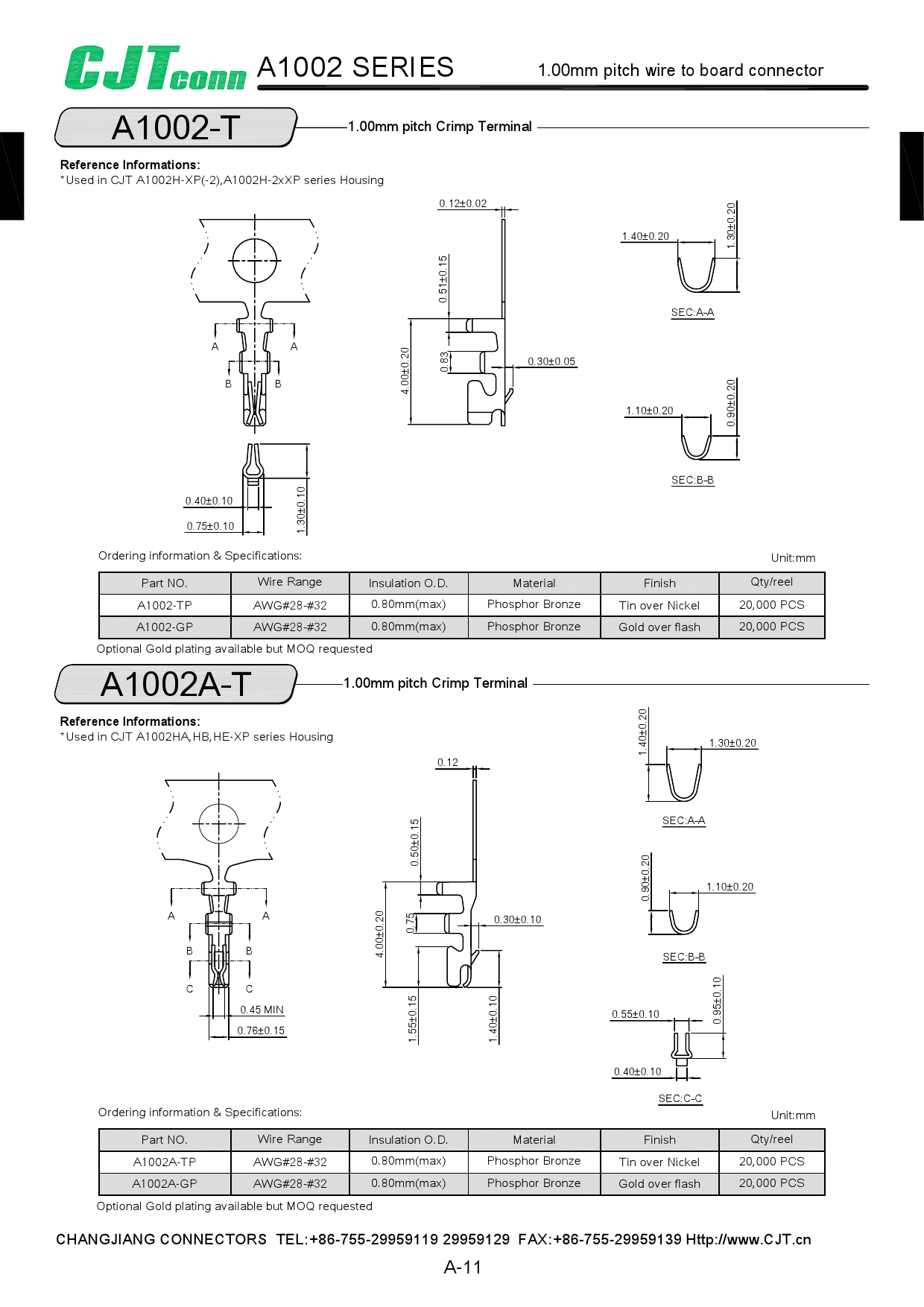 A1002H-2P_（CJT(长江连接器)）A1002H-2P中文资料_价格_PDF手册-立创电子商城