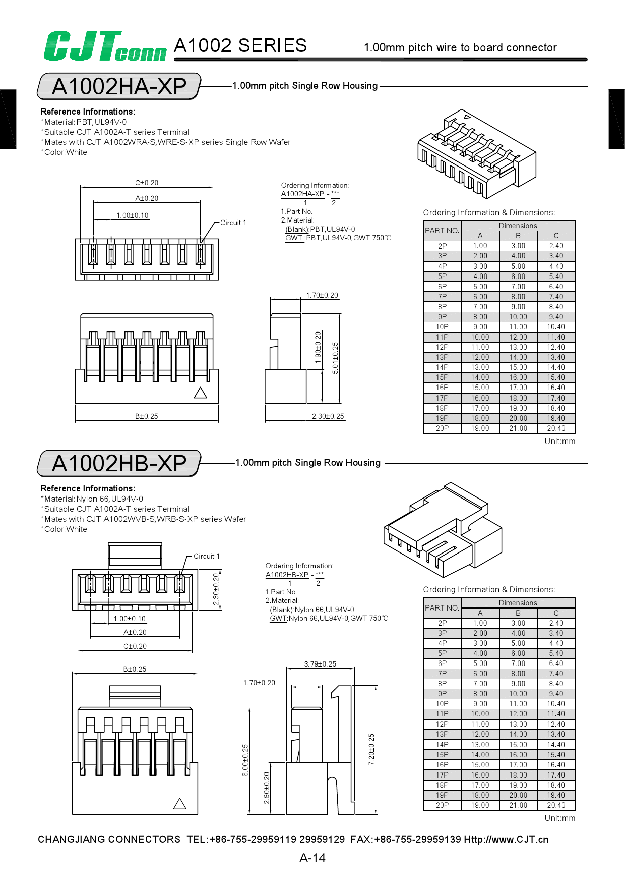 A1002H-10P_（CJT(长江连接器)）A1002H-10P中文资料_价格_PDF手册-立创电子商城