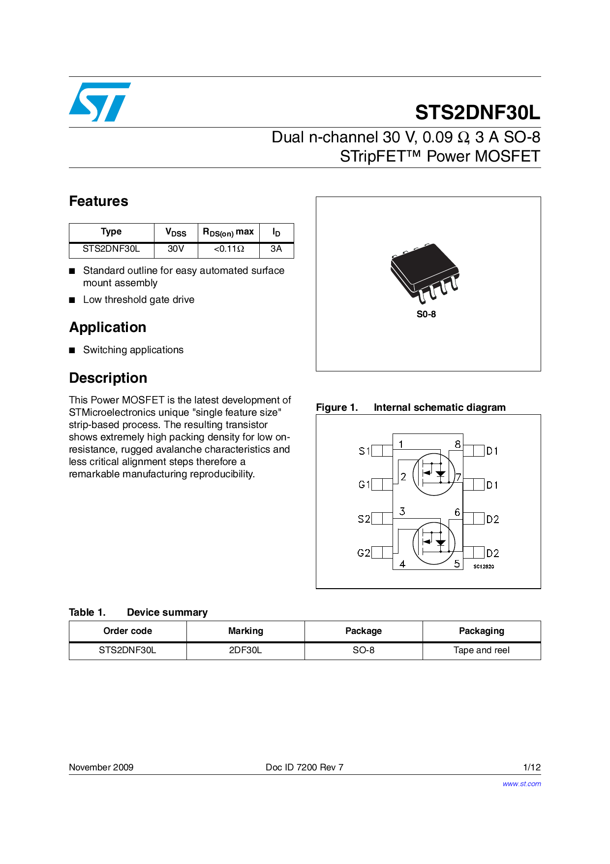 STS2DNF30L_（ST(意法半导体)）STS2DNF30L中文资料_价格_PDF手册-立创电子商城