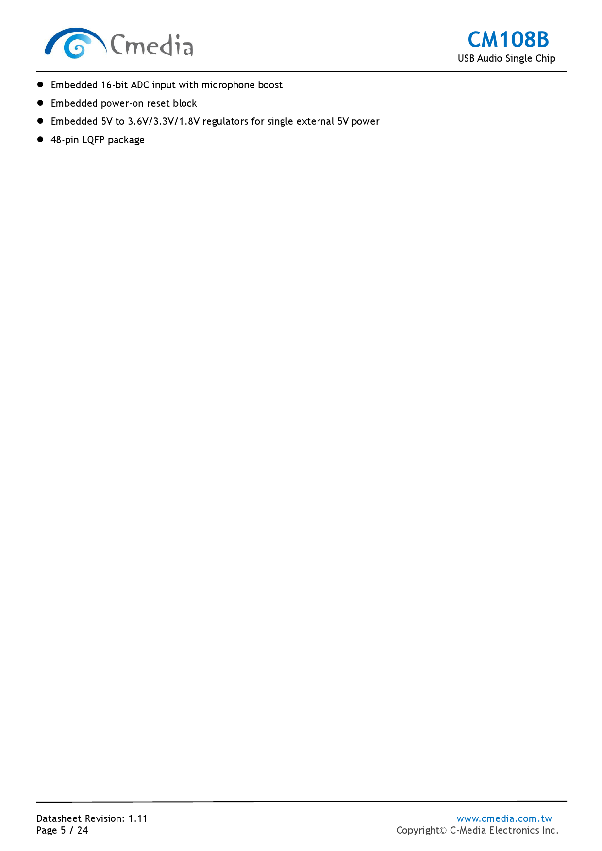 CM108B_（Cmedia(骅讯)）CM108B中文资料_价格_PDF手册-立创电子商城