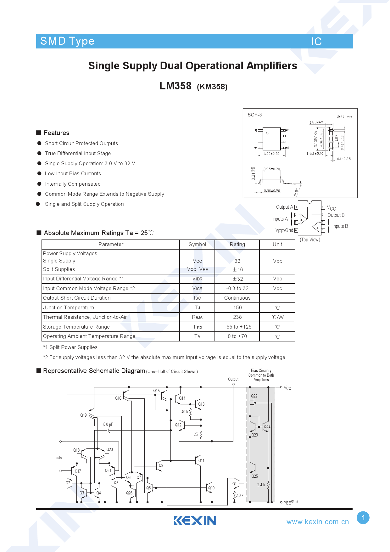 LM358_（KEXIN(科信)）LM358中文资料_价格_PDF手册-立创电子商城