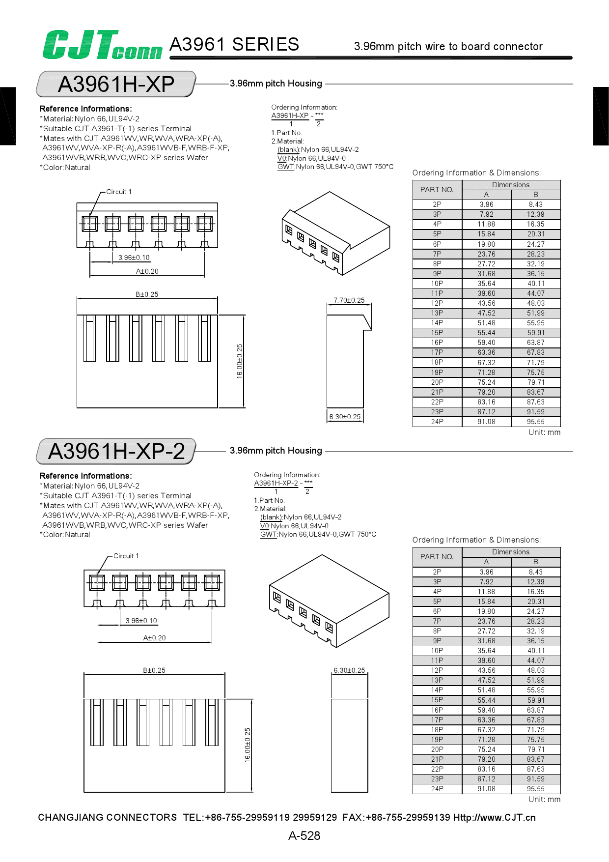 A3961H-2P_（CJT(长江连接器)）A3961H-2P中文资料_价格_PDF手册-立创电子商城