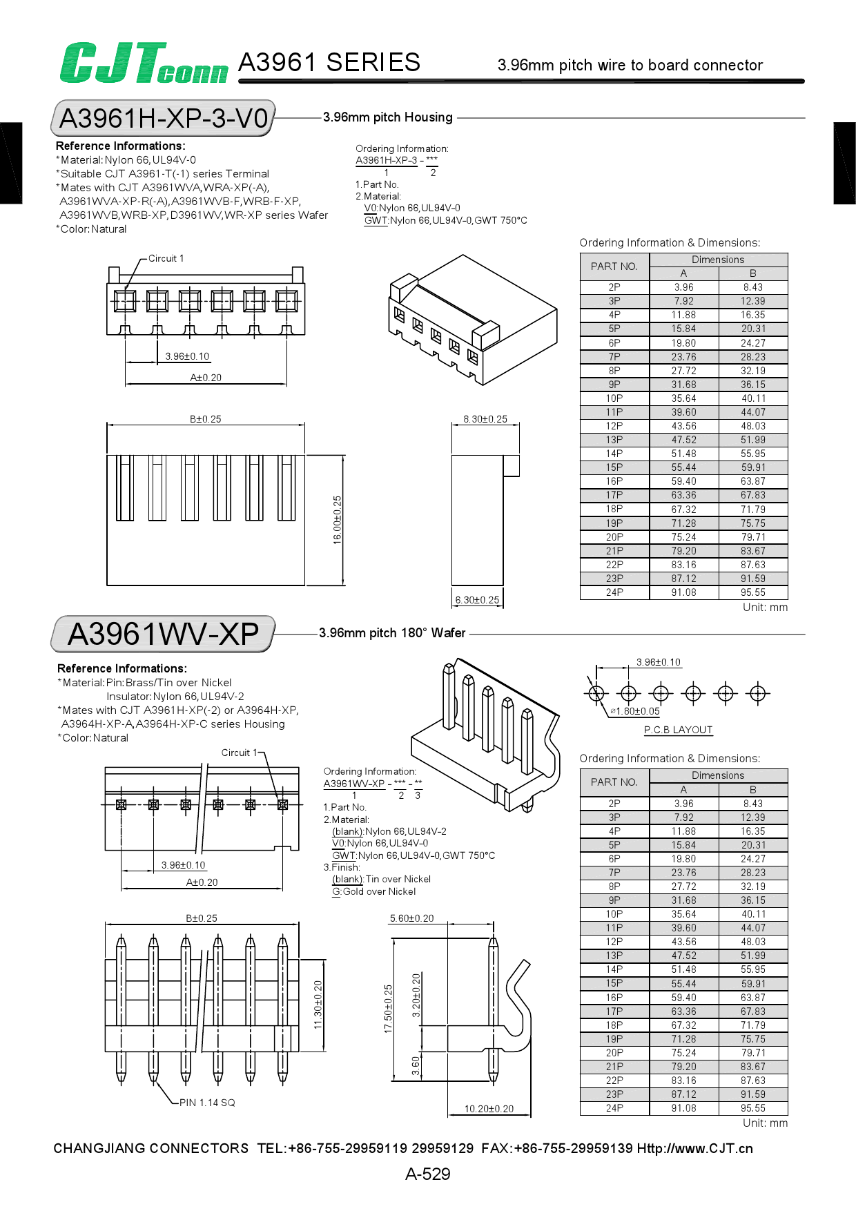A3961H-3P_（CJT(长江连接器)）A3961H-3P中文资料_价格_PDF手册-立创电子商城