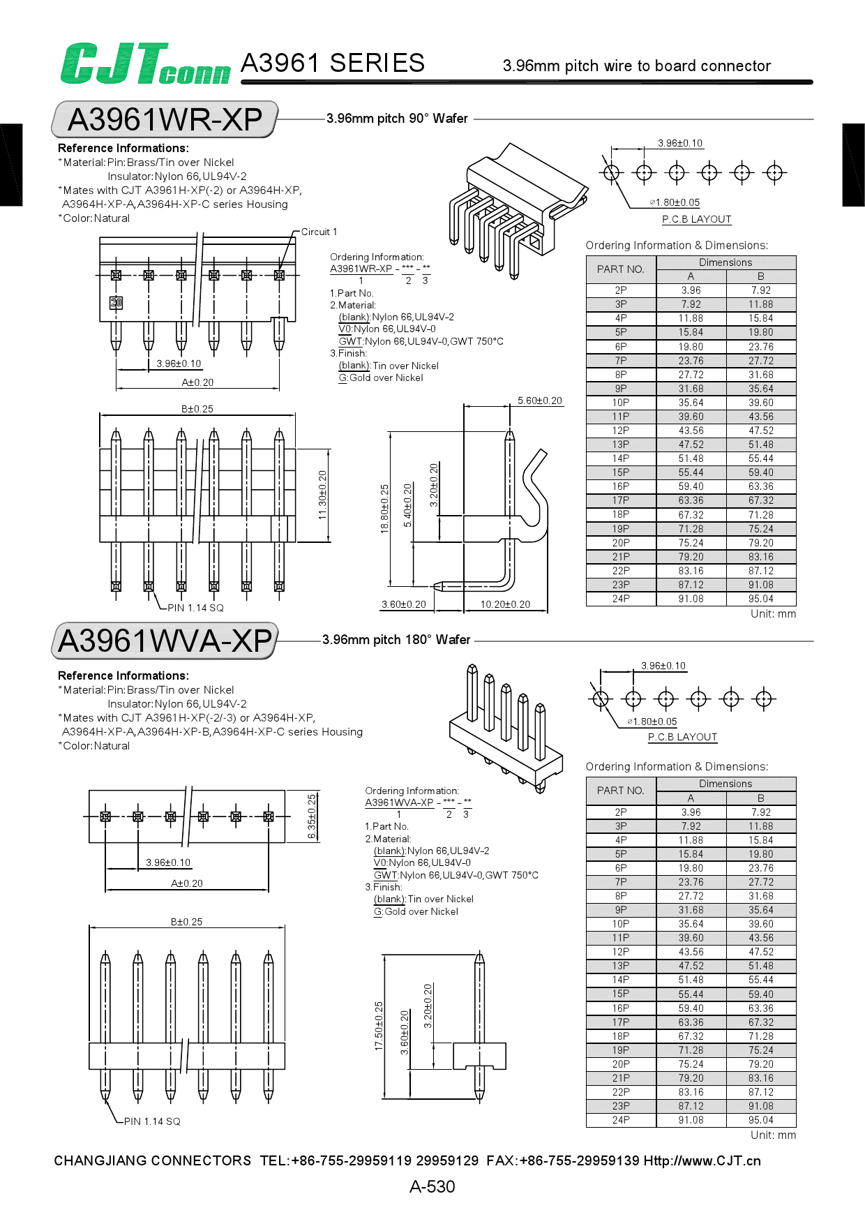 A3961H-3P_（CJT(长江连接器)）A3961H-3P中文资料_价格_PDF手册-立创电子商城