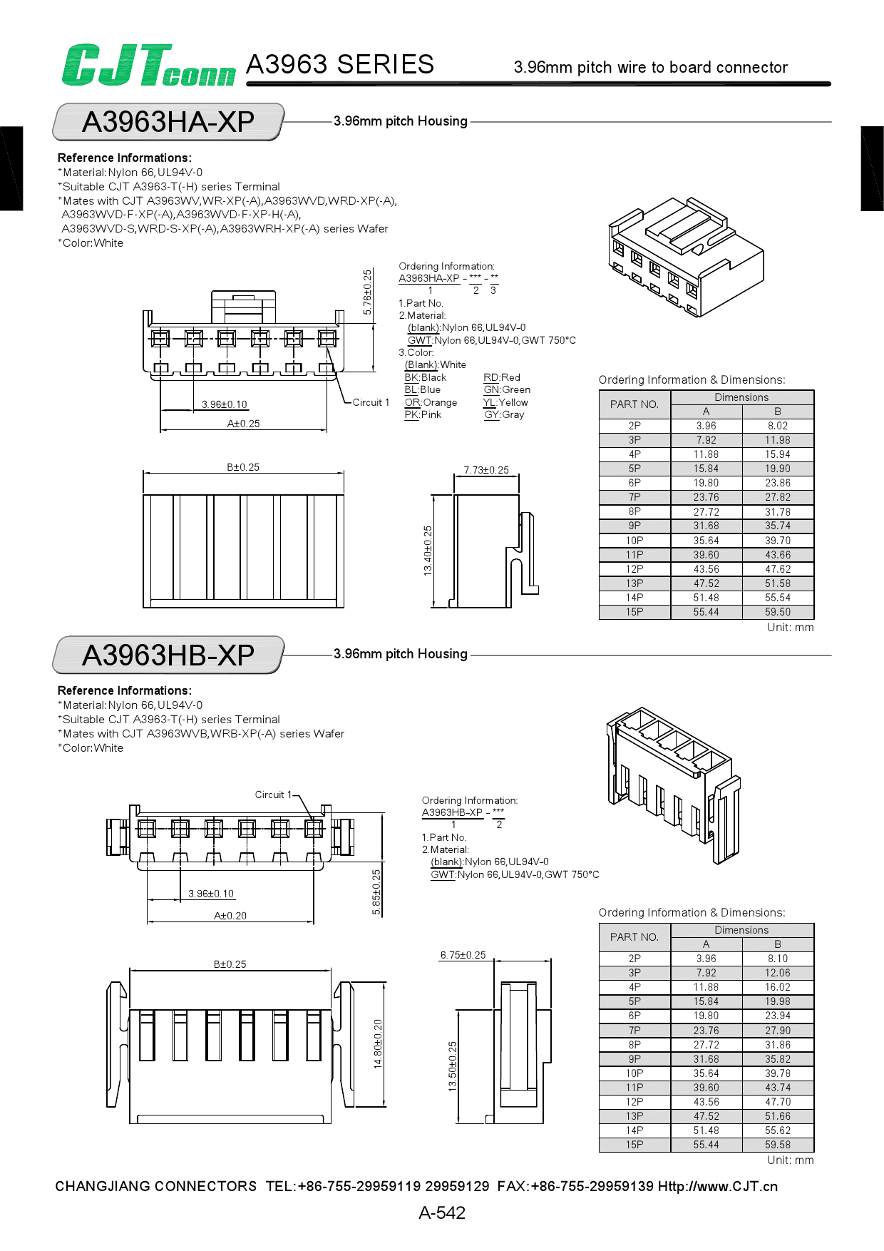 A3963H-4P_（CJT(长江连接器)）A3963H-4P中文资料_价格_PDF手册-立创电子商城