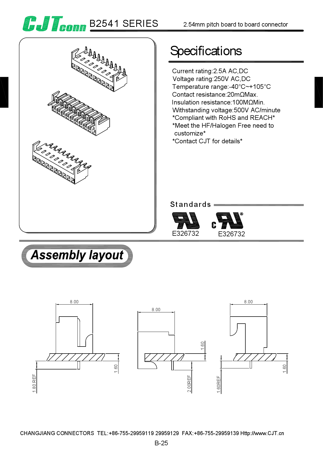 B2541BW-5P_（CJT(长江连接器)）B2541BW-5P中文资料_价格_PDF手册-立创电子商城