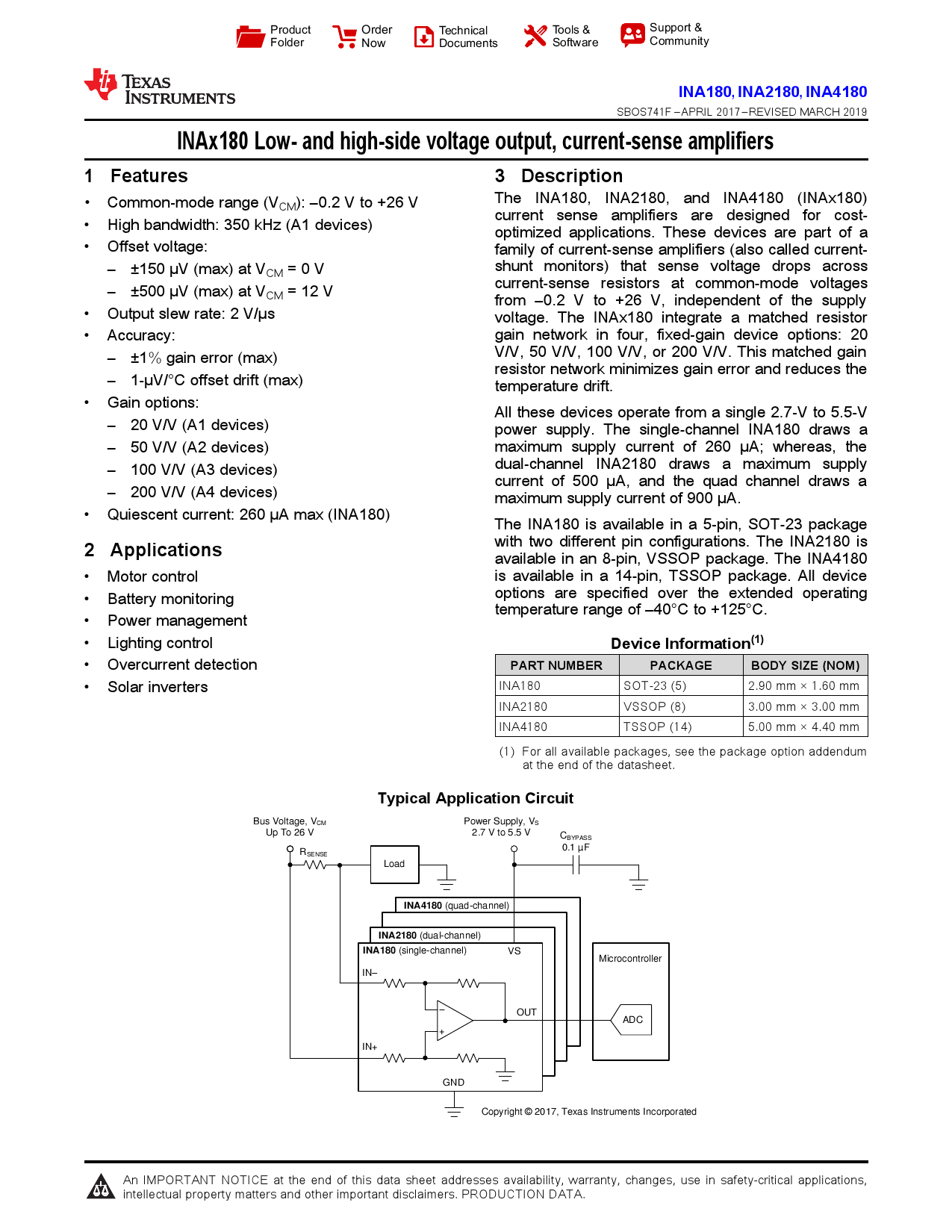 INA180A1IDBVR_（TI(德州仪器)）INA180A1IDBVR中文资料_价格_PDF手册-立创电子商城
