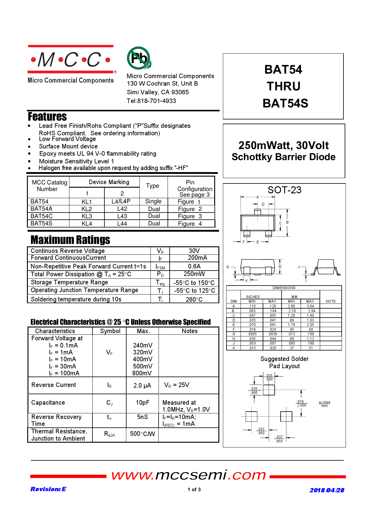BAT54C-TP_（MCC(美微科)）BAT54C-TP中文资料_价格_PDF手册-立创电子商城