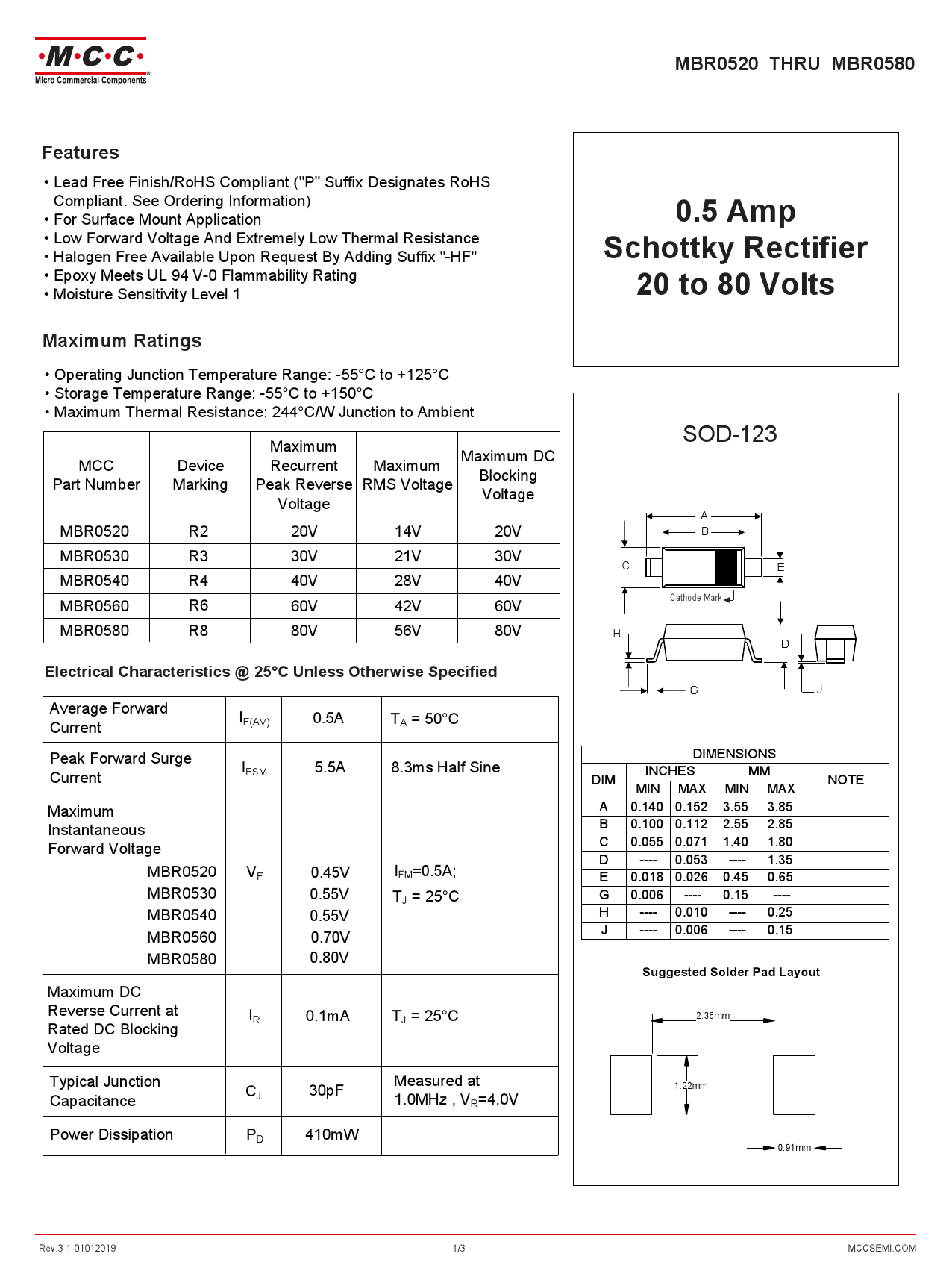 MBR0540-TP_（MCC(美微科)）MBR0540-TP中文资料_价格_PDF手册-立创电子商城