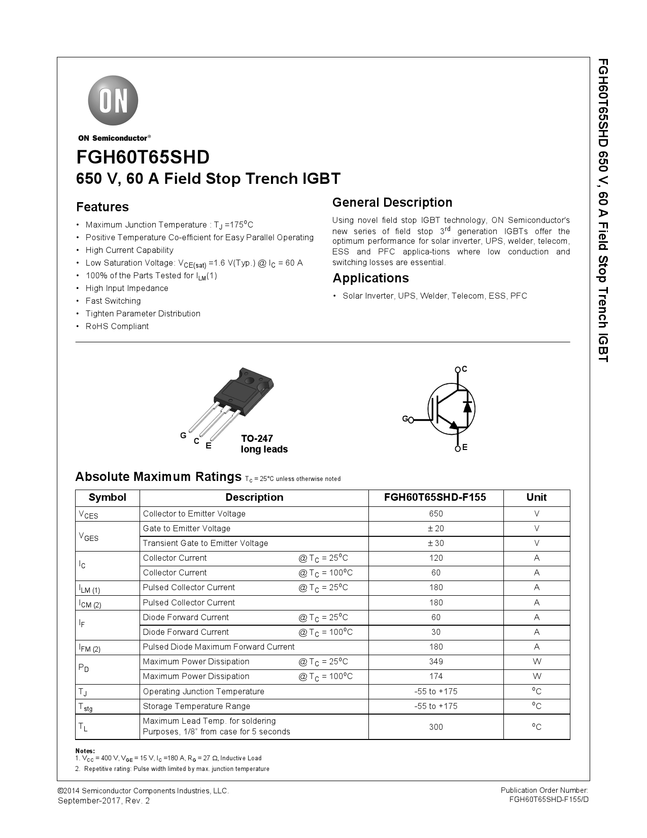 FGH60T65SHD-F155_（ON(安森美)）FGH60T65SHD-F155中文资料_价格_PDF手册-立创电子商城