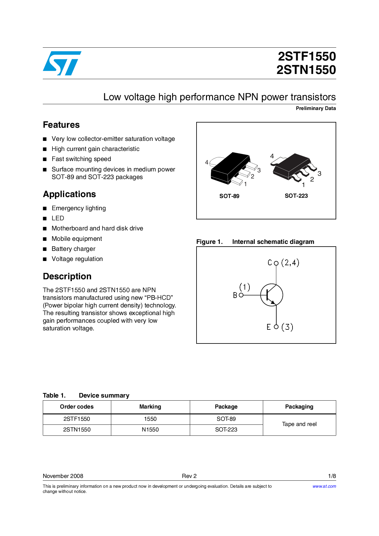 2STN1550_（ST(意法半导体)）2STN1550中文资料_价格_PDF手册-立创电子商城