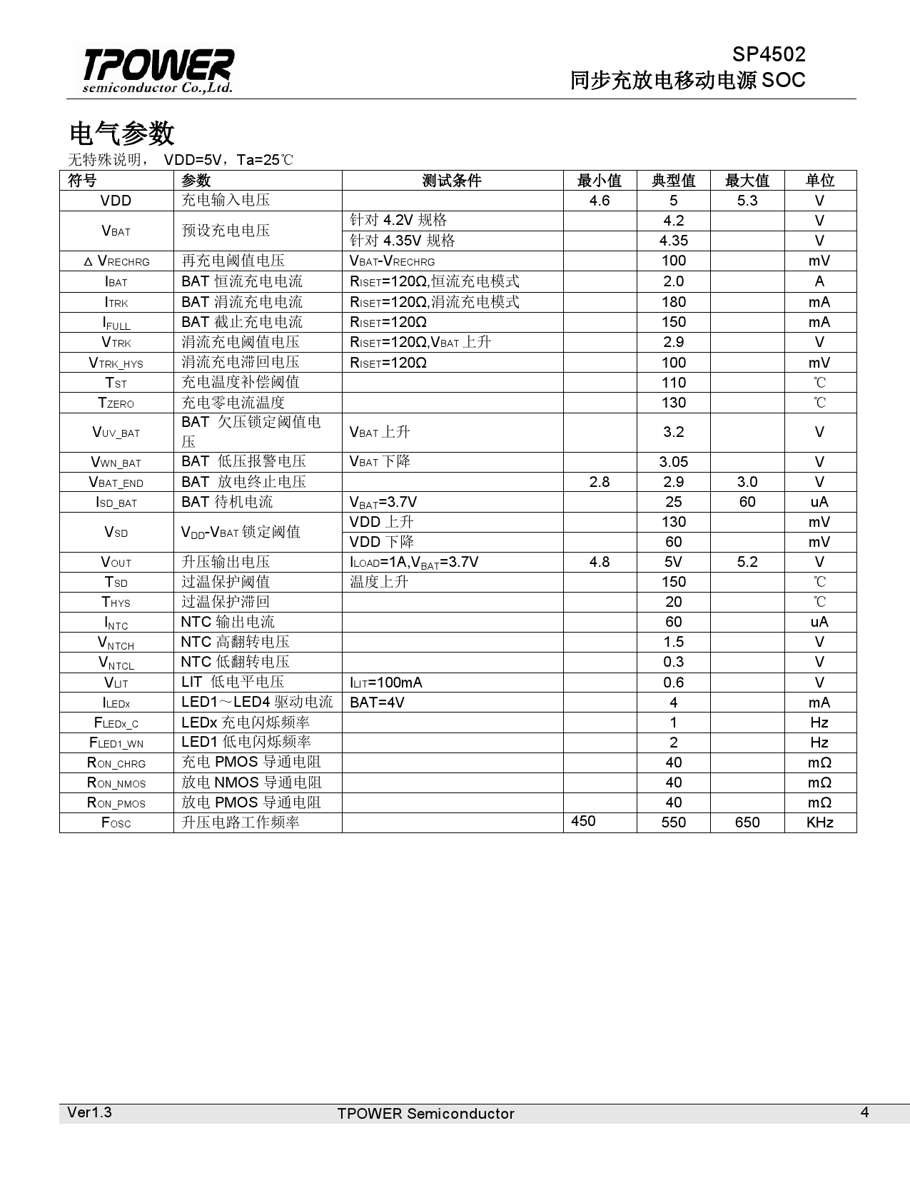 SP4502_（SKYPOWER(天源)）SP4502中文资料_价格_PDF手册-立创电子商城