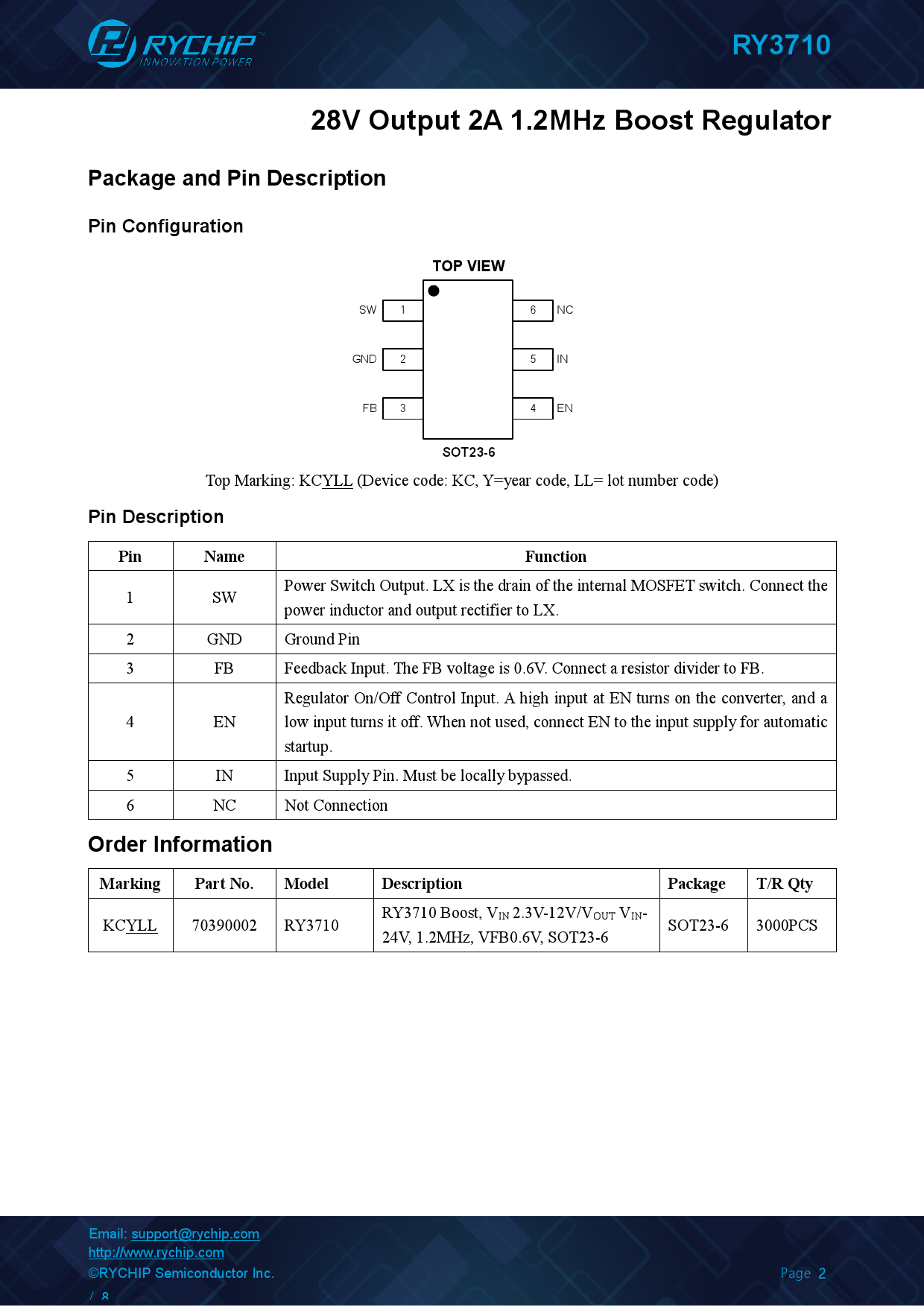 RY3710_（RYCHiP(蕊源)）RY3710中文资料_价格_PDF手册-立创电子商城