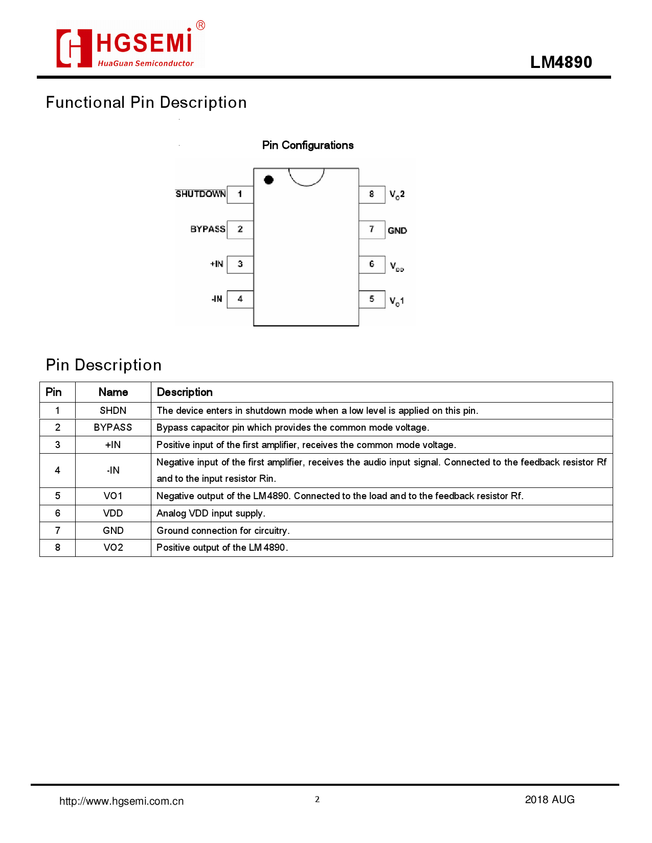 LM4890M/TR_（HGSEMI(华冠)）LM4890M/TR中文资料_价格_PDF手册-立创电子商城
