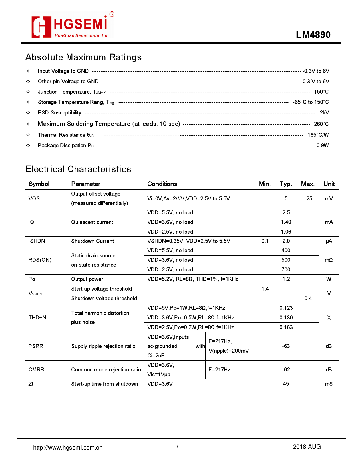 LM4890M/TR_（HGSEMI(华冠)）LM4890M/TR中文资料_价格_PDF手册-立创电子商城