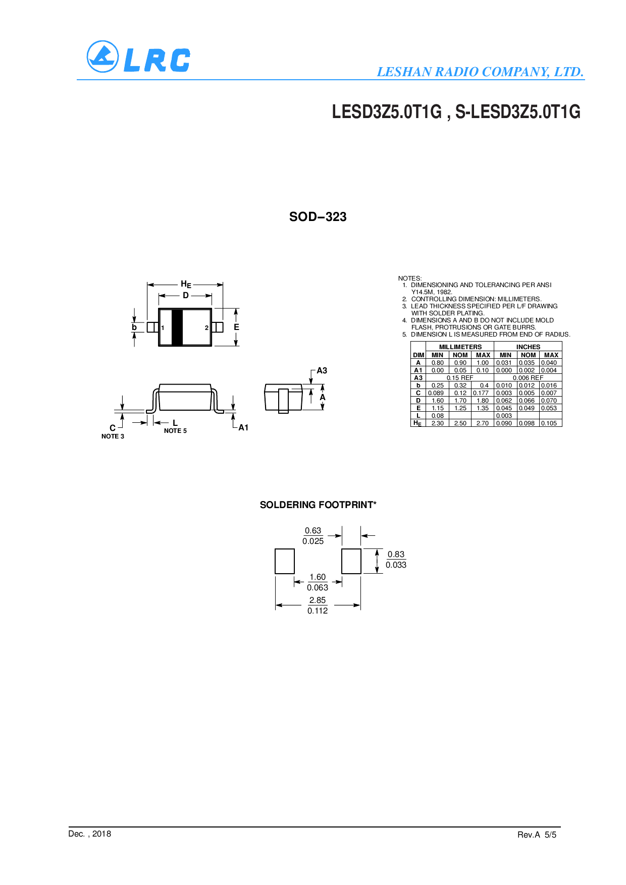 LESD3Z5.0T1G_（LRC(乐山无线电)）LESD3Z5.0T1G中文资料_价格_PDF手册-立创电子商城