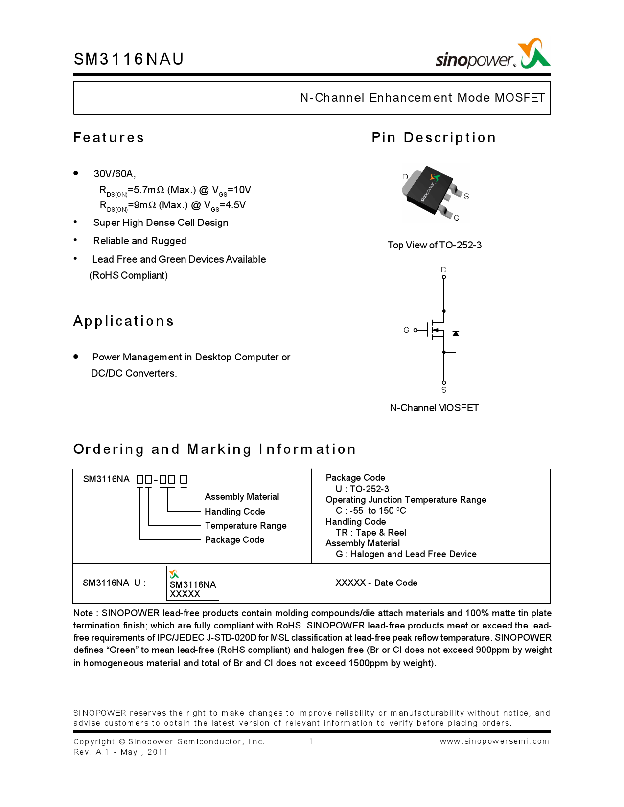 SM3116NAUC-TRG_（Sinopower(大中)）SM3116NAUC-TRG中文资料_价格_PDF手册-立创电子商城