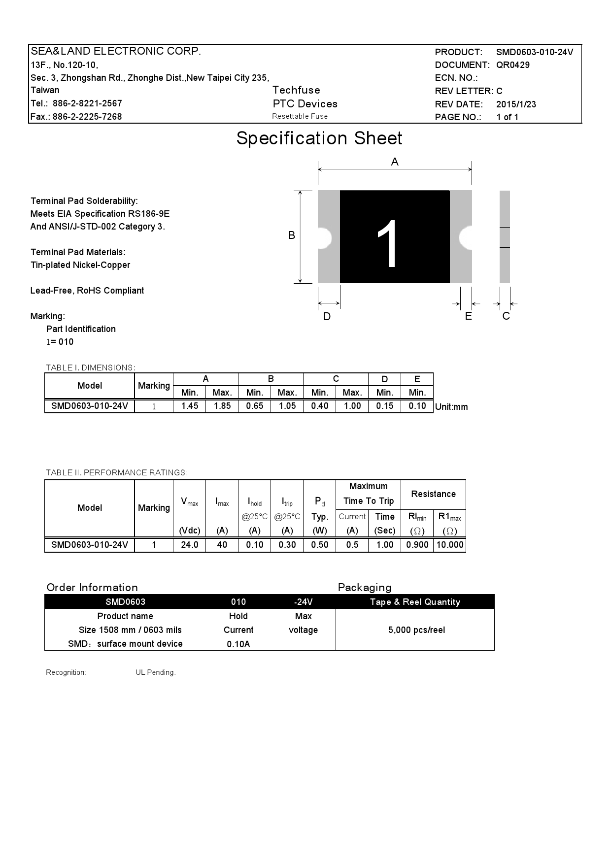 SMD0603-010-24V_（台湾陆海）SMD0603-010-24V中文资料_价格_PDF手册-立创电子商城