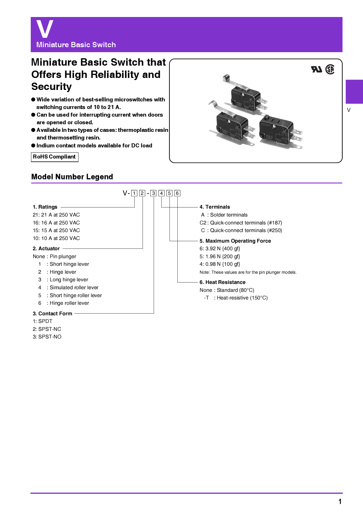 V-156-1A5-T_（OMRON(欧姆龙)）V-156-1A5-T中文资料_价格_PDF手册-立创电子商城