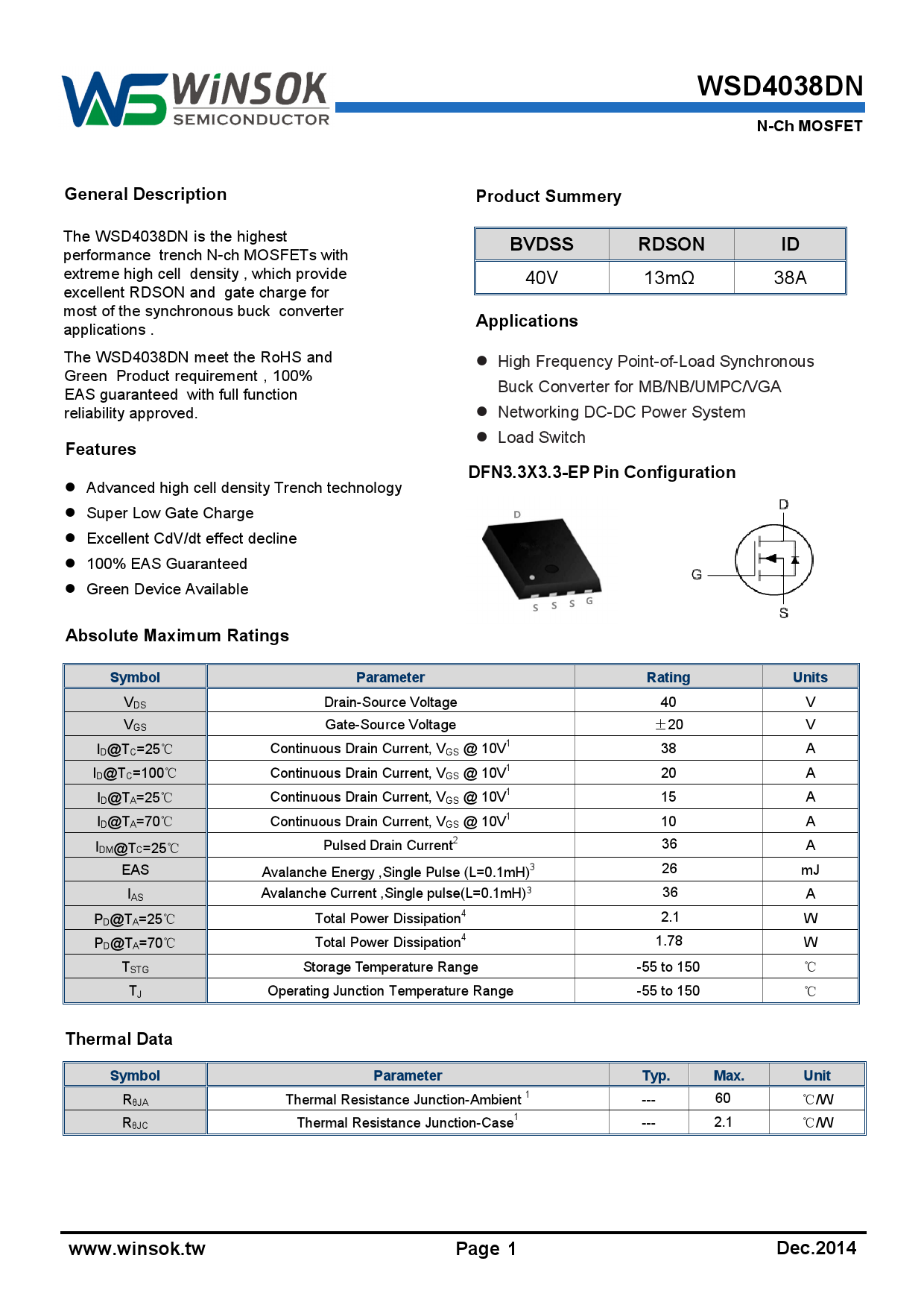 WSD4038DN_（WINSOK微硕）WSD4038DN中文资料_价格_PDF手册-立创电子商城