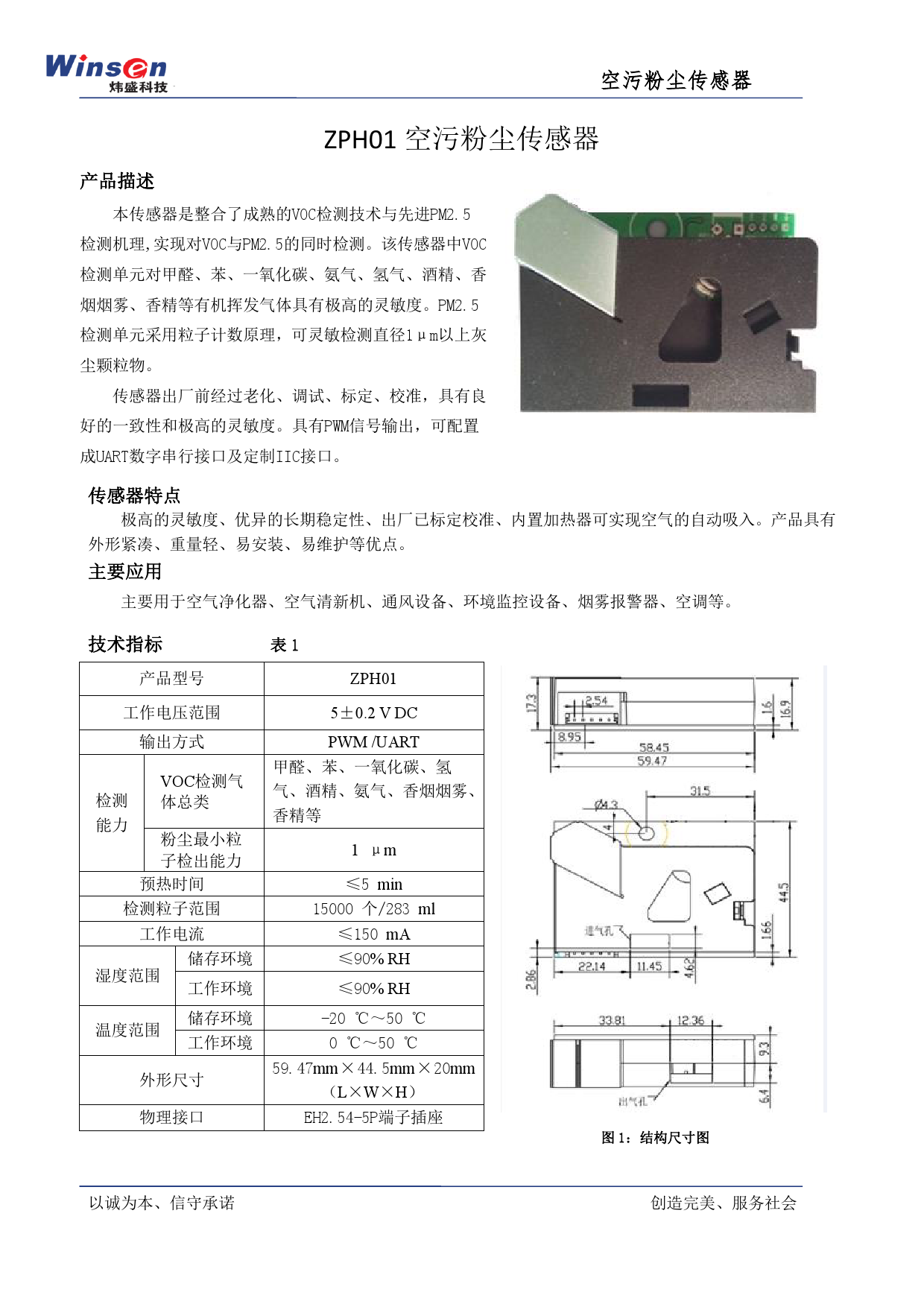 ZPH01_（Winsen(炜盛)）ZPH01中文资料_价格_PDF手册-立创电子商城