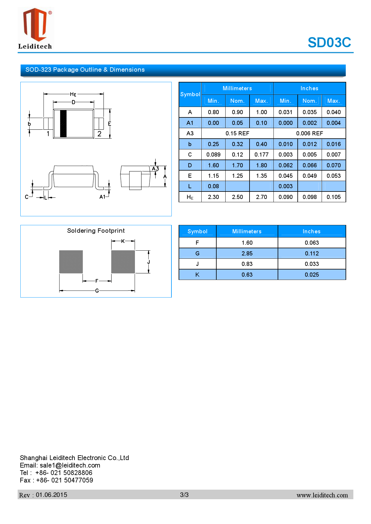 SD03C_（Leiditech(雷卯电子)）SD03C中文资料_价格_PDF手册-立创电子商城
