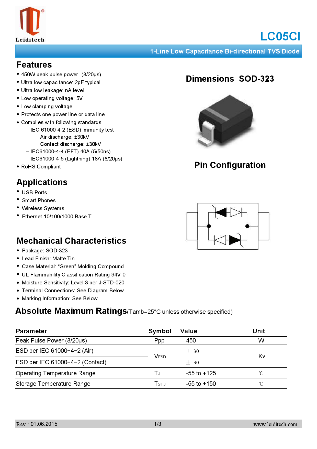 LC05CI_（Leiditech(雷卯电子)）LC05CI中文资料_价格_PDF手册-立创电子商城