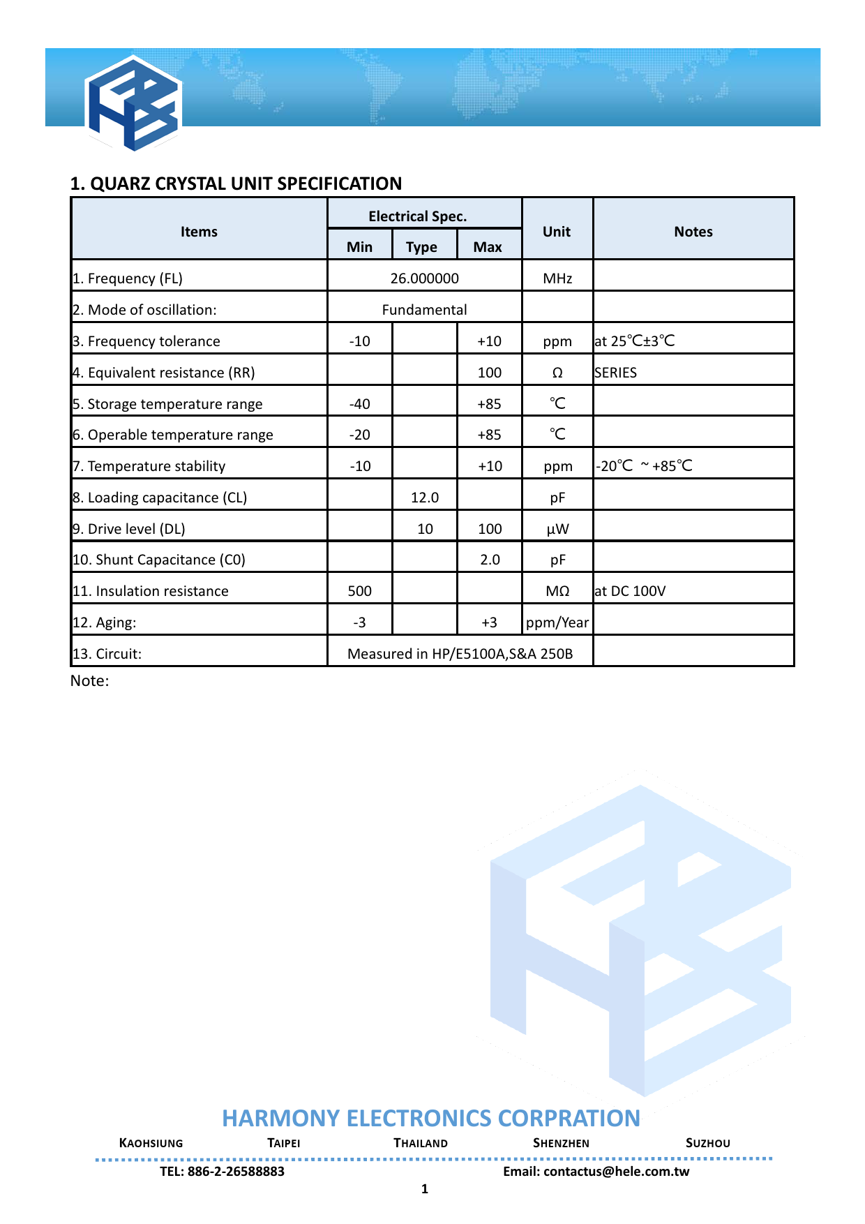 X1C026000BC1H-HZ_（HELE(台湾加高)）X1C026000BC1H-HZ中文资料_价格_PDF手册-立创电子商城