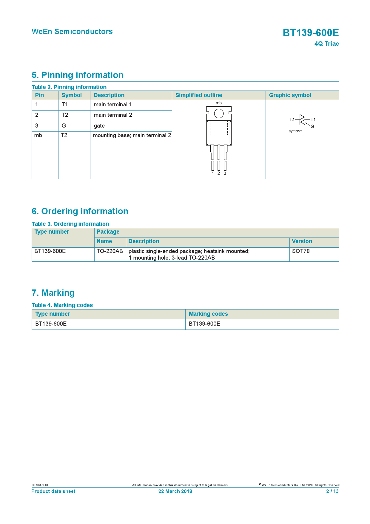 BT139-600E,127_（WeEn(瑞能)）BT139-600E,127中文资料_价格_PDF手册-立创电子商城