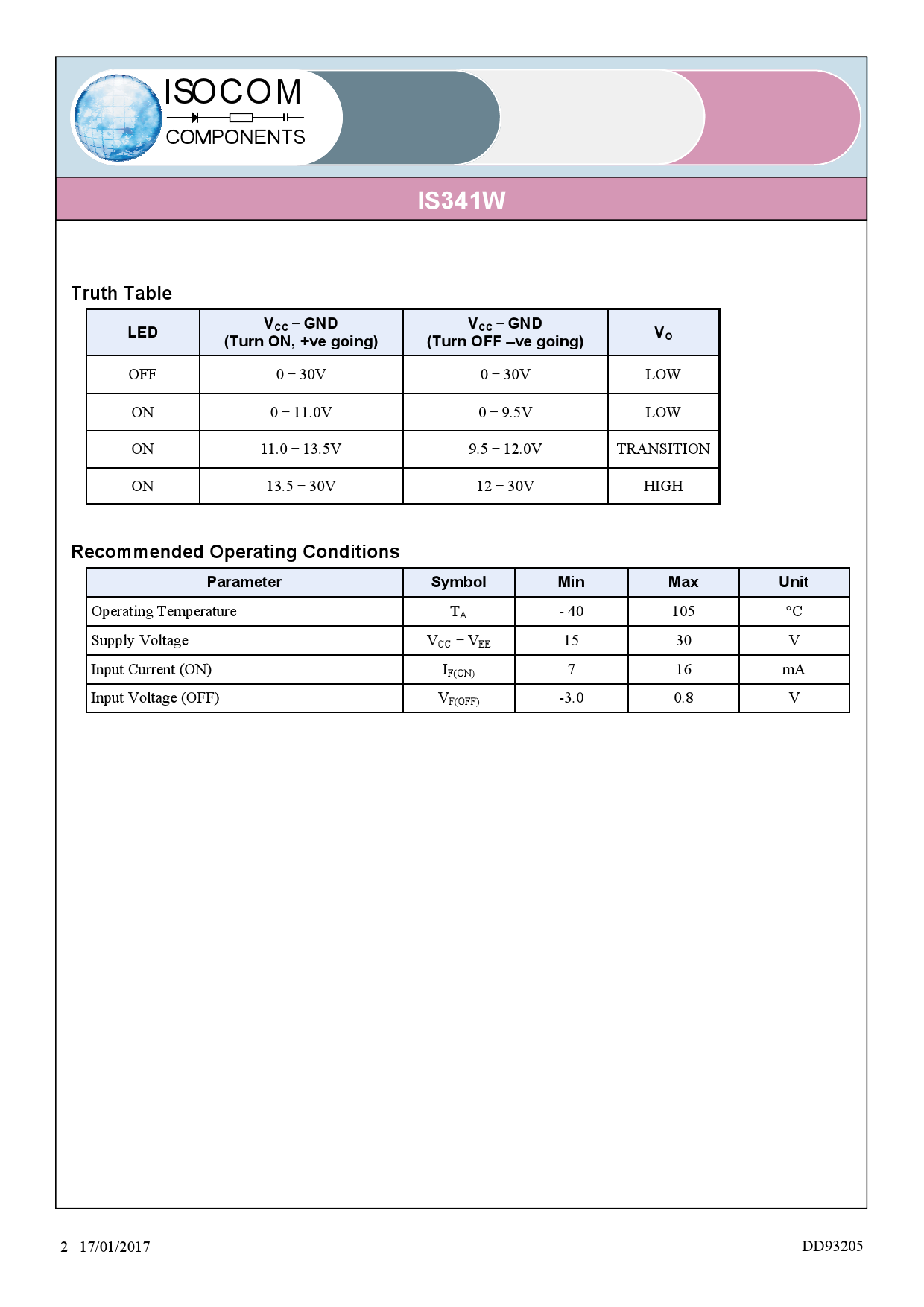 IS341W_（ISOCOM(英国安数光)）IS341W中文资料_价格_PDF手册-立创电子商城