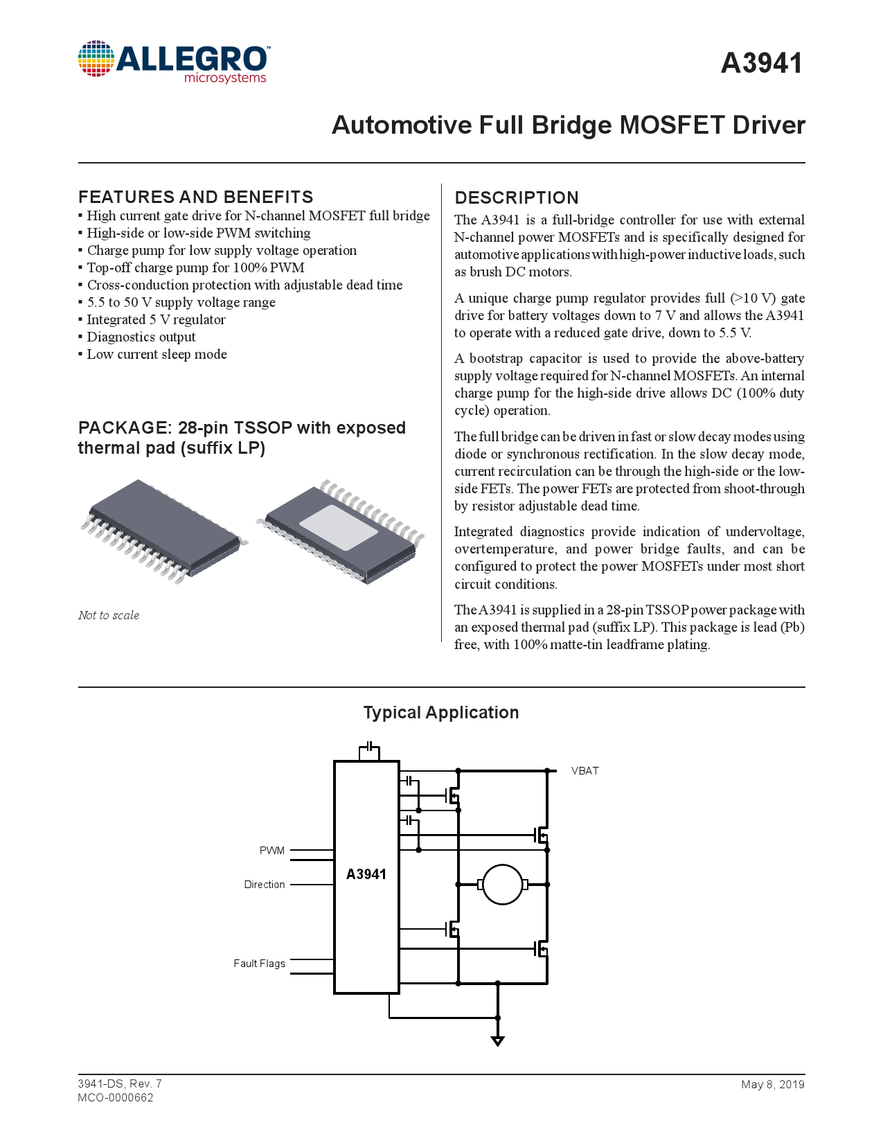 A3941KLPTR-T_（ALLEGRO(美国埃戈罗)）A3941KLPTR-T中文资料_价格_PDF手册-立创电子商城