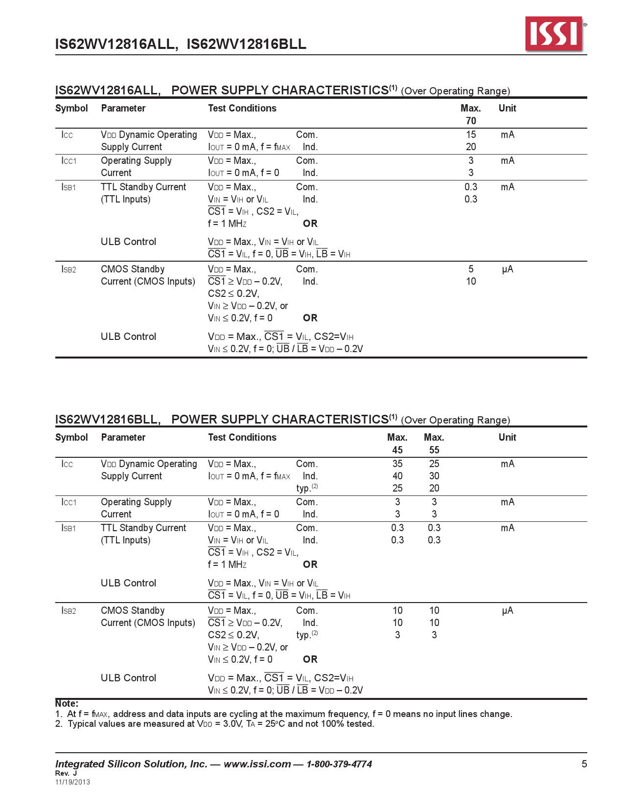 IS62WV12816BLL-55TLI_（ISSI(美国芯成)）IS62WV12816BLL-55TLI中文资料_价格_PDF手册-立创电子商城
