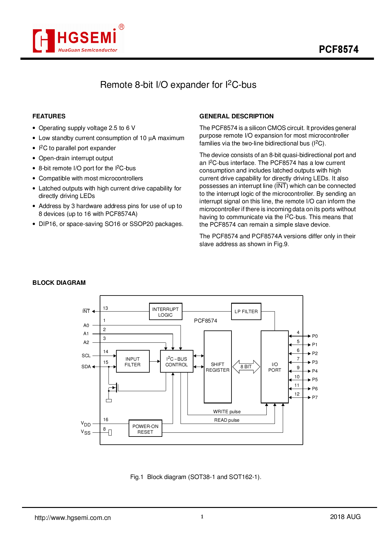 PCF8574T_（HGSEMI(华冠)）PCF8574T中文资料_价格_PDF手册-立创电子商城